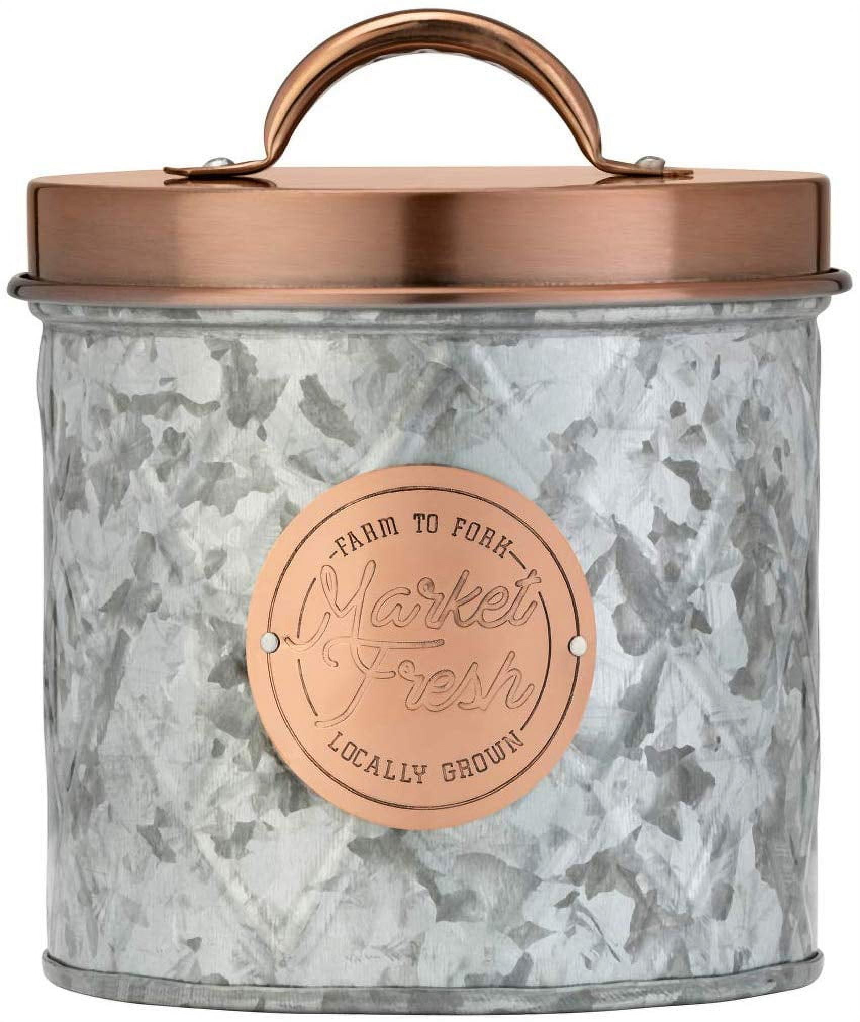 Amici Home Bristol Food Storage Canister, 52 oz, Galvanized Metal ...
