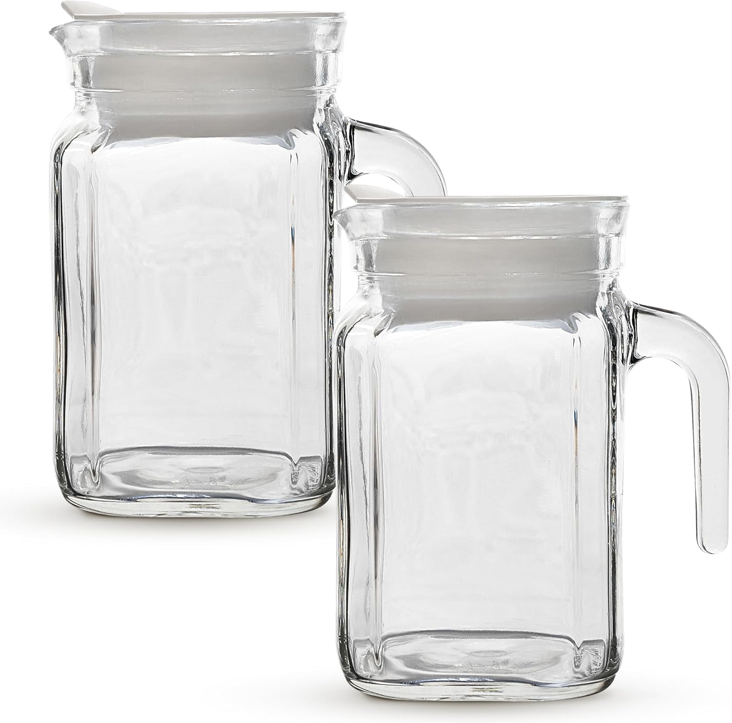 Amici Home Italian Igloo Quadra Glass Pitcher with Lid and Spout | Set ...