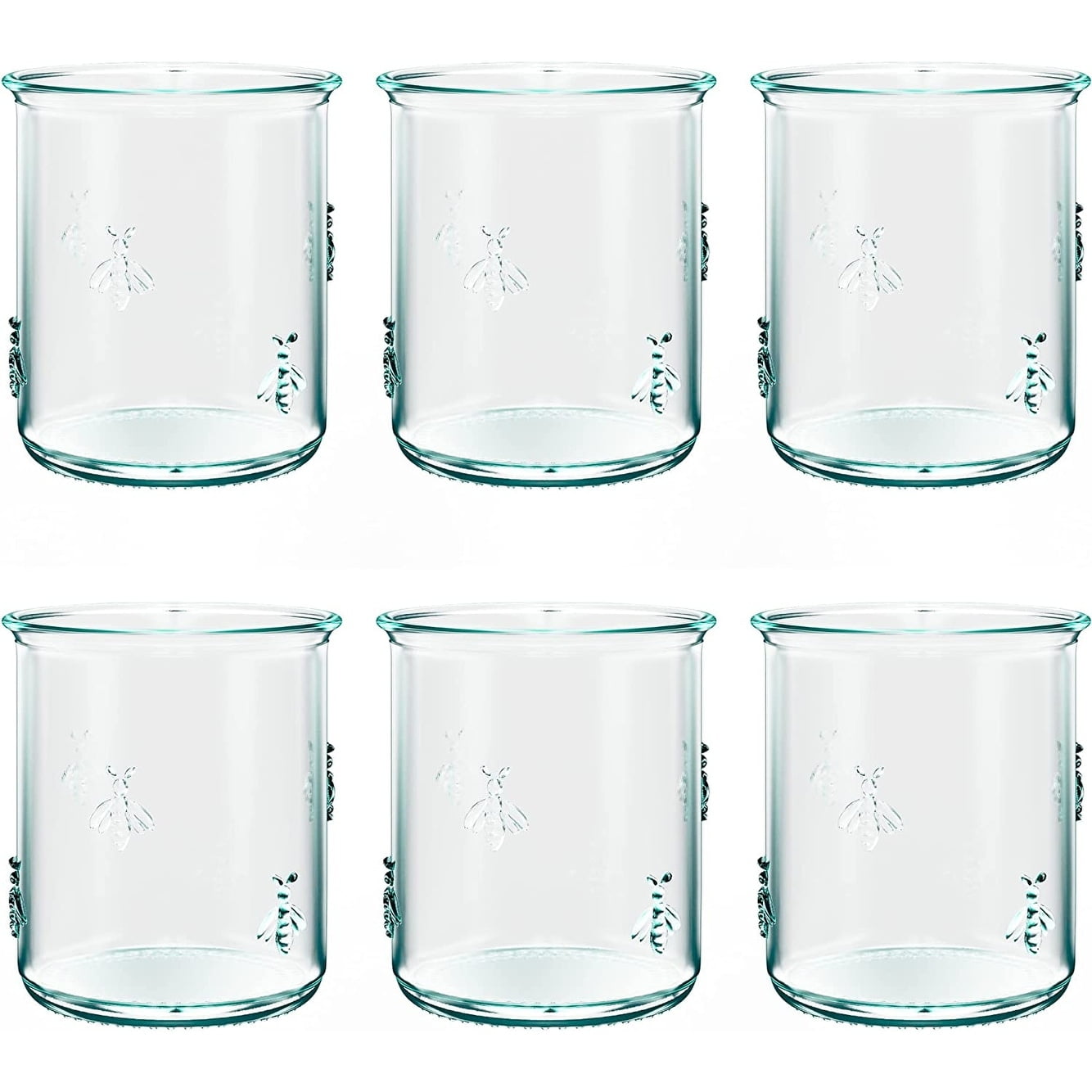 Amici Home Italian Recycled Green Regina DOF Glass Set of 6, 12 Oz ...