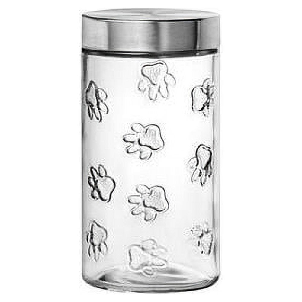 Amici Pet Maxwell Collection 56 oz Clear Glass Raised Paw Releif ...