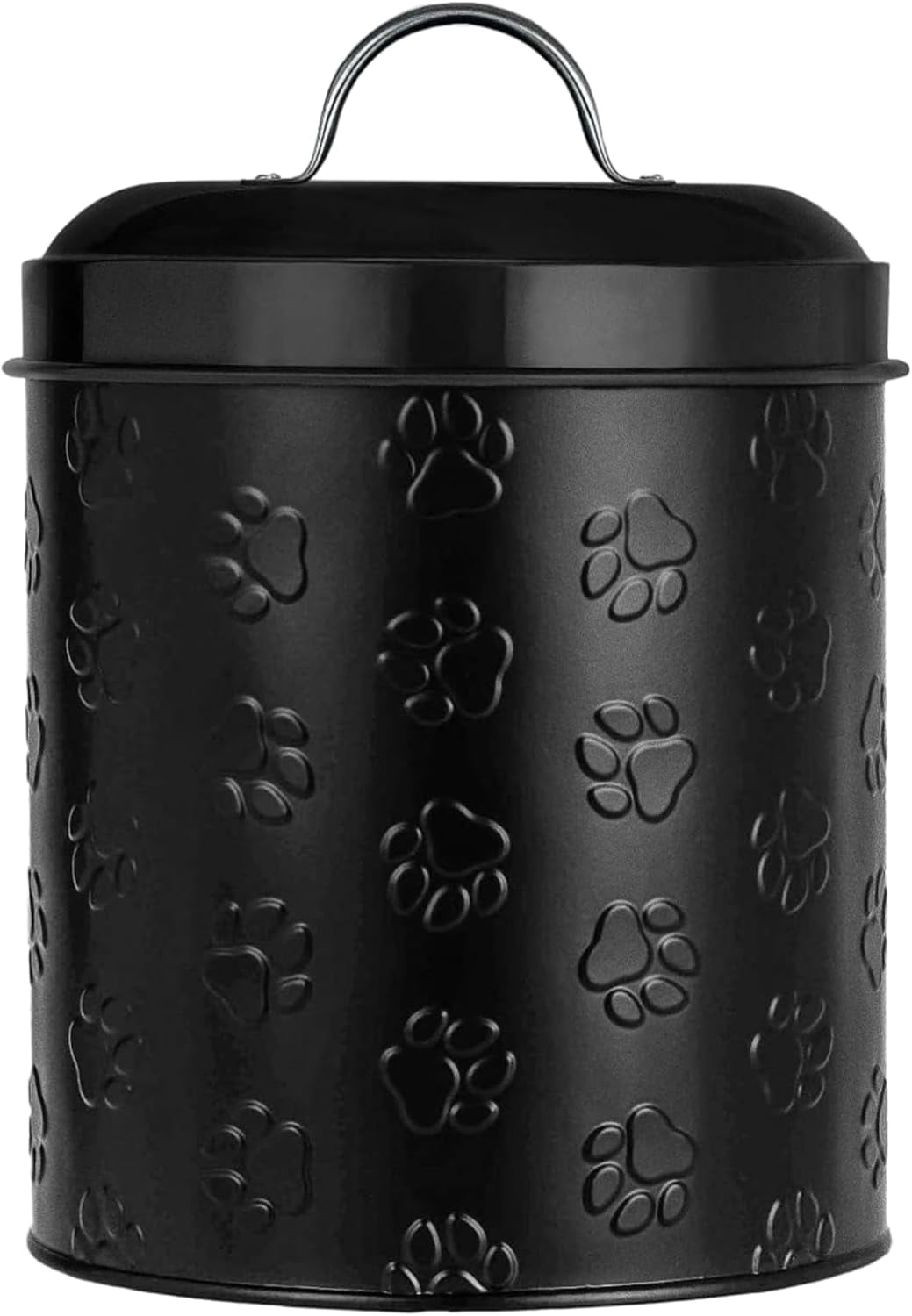 Amici Pet Puppy Paws Black Metal Canister with Embossed Paw Design ...