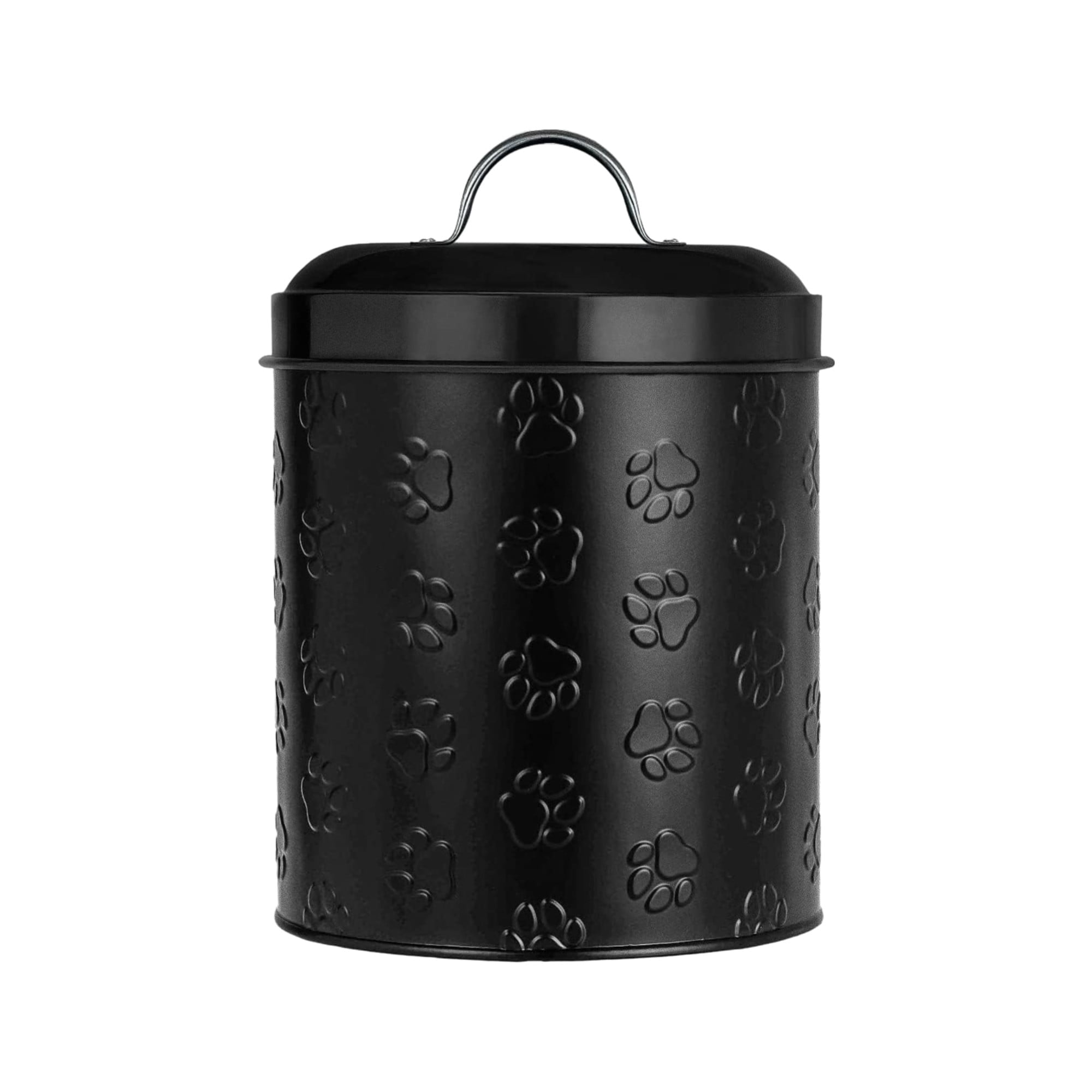 Amici Pet Puppy Paws Black Metal Canister with Embossed Paw Design ...