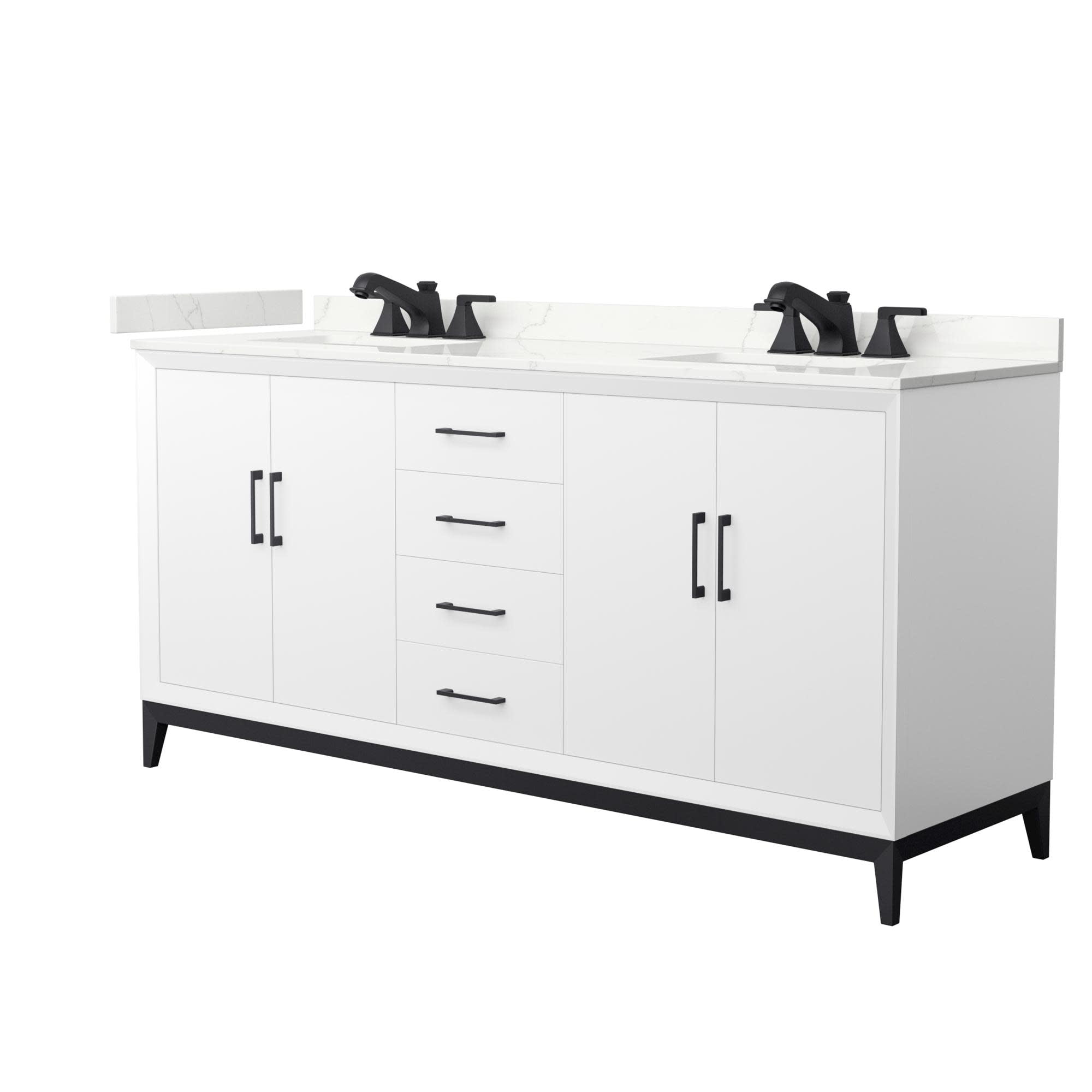 Wyndham Collection Wch818172d-Qtz-Us3mxx Amici 72" Free Standing Double Basin Vanity Set ...