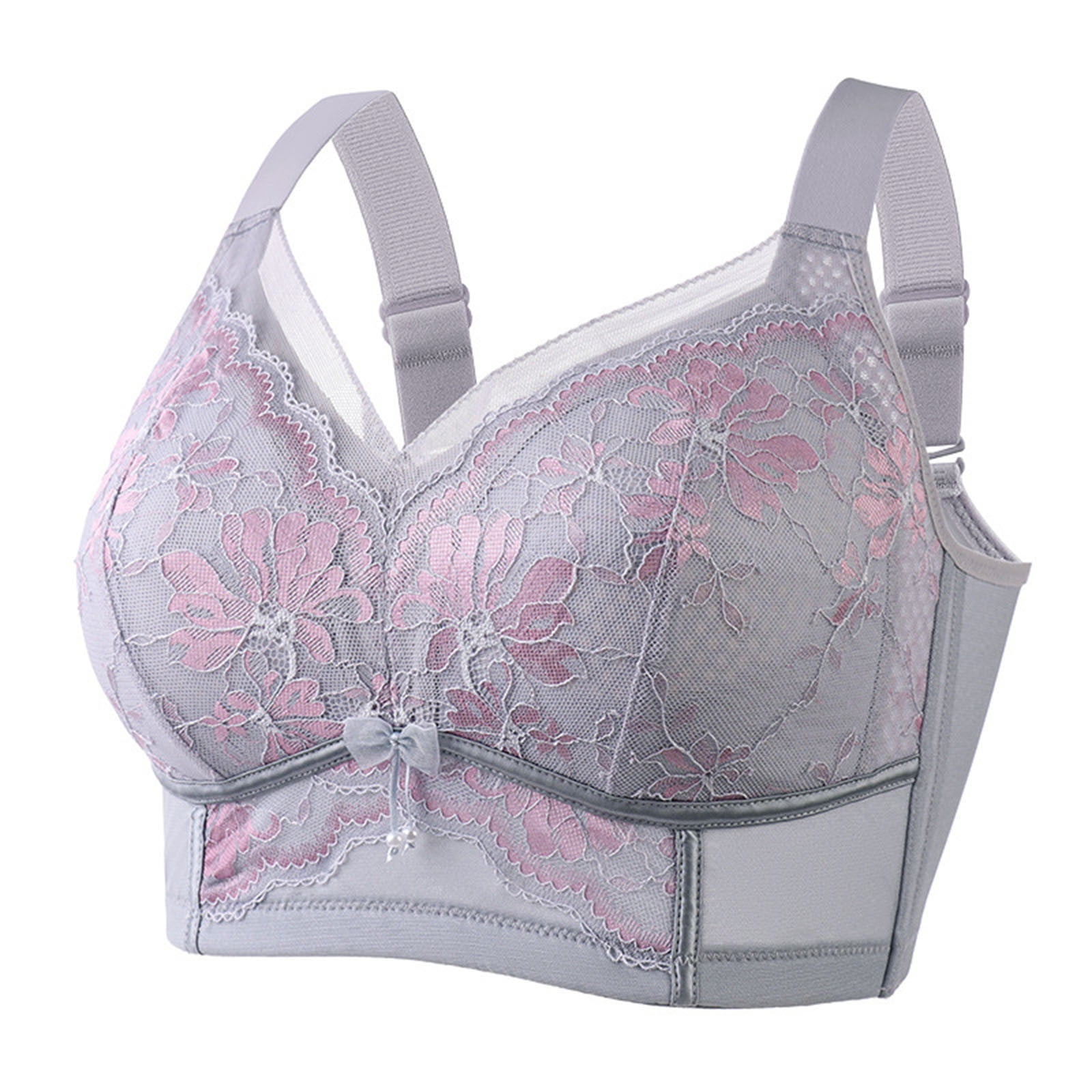 Amidoa 18-Hour Ultimate Lift Bras for Older Women Blue Lace Wireless ...