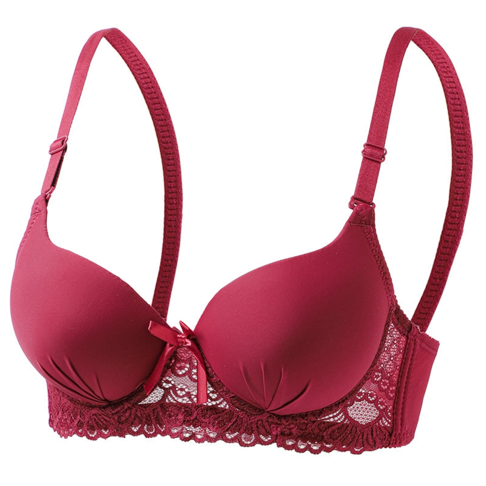 Amidoa Balconette Women Bras Demi Lace Underwire Red Push up Low Cut ...