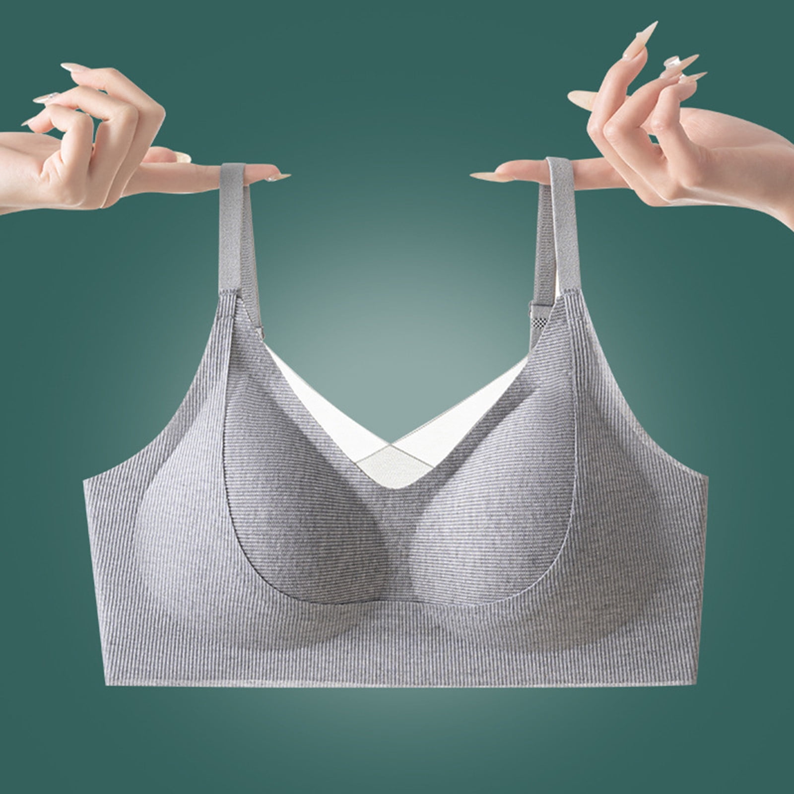 Amidoa Beauty Back Womens Bras Seamless Push-up Gray Solid Bralette ...