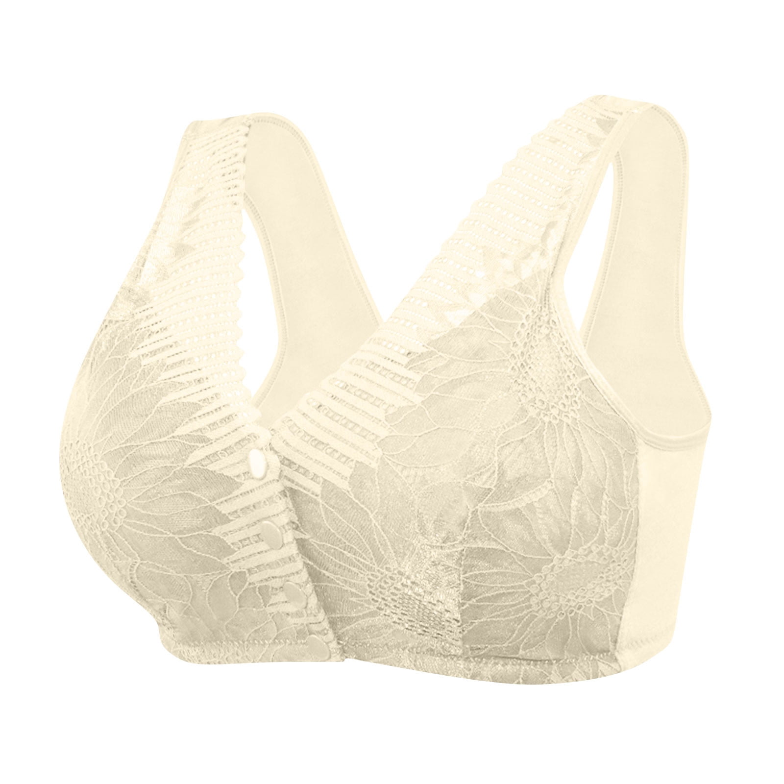 Amidoa Beige Women Bras Daisy Lace Front Closure Breastfeeding Wirefree ...
