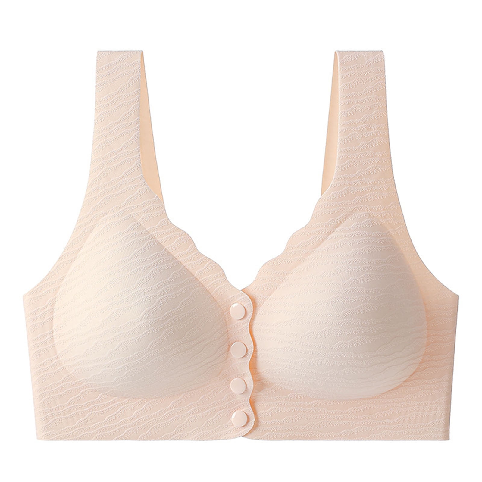 Amidoa Beige Womens Bras Seamless No Underwire Front Closure Solid ...