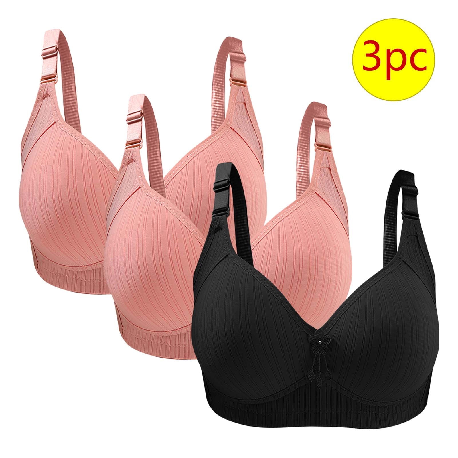 Amidoa Black Bras for Older Women Full Coverage Large Bust Wireless 3 ...