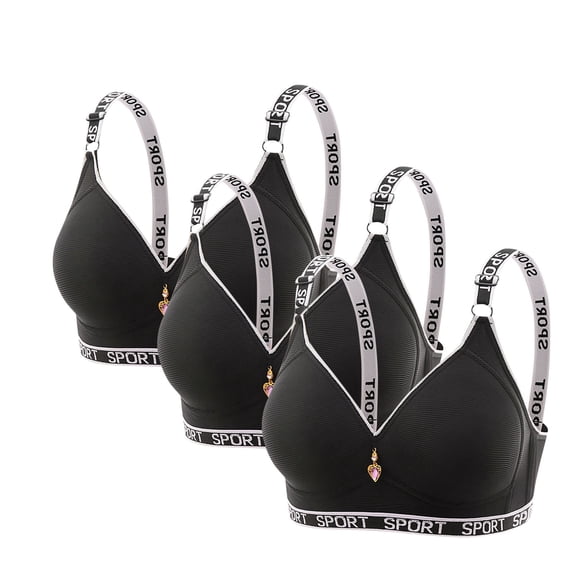Amidoa Black Bras for Women Heavy Breast Full Coverage Sport Solid 3 ...