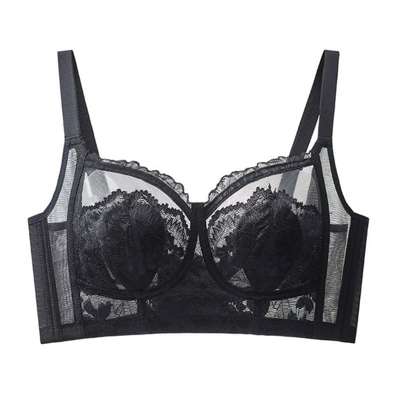 Amidoa Black Womens Bras Cut-out Cheeky Lace Push-up Embroidered ...