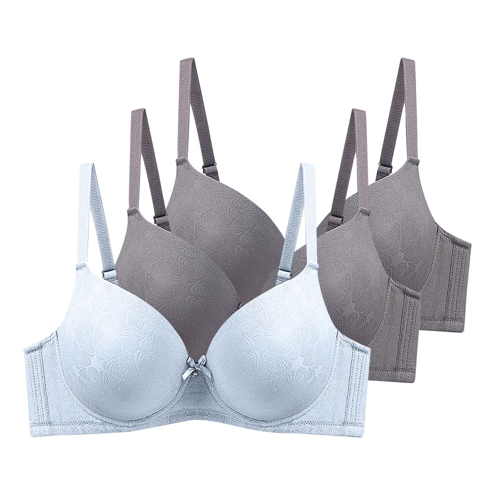 Amidoa Blue Womens Bras Underwire T-Shirt Push-up 3 Pcs Solid Bras ...