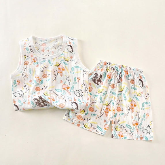 Amidoa Boys 2 Piece Outfits Summer Clothes T-Shirts Cotton Cute Tank ...