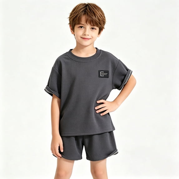 Amidoa Boys 2 Piece Outfits Summer Clothes T-Shirts Cute Short Sleeve ...