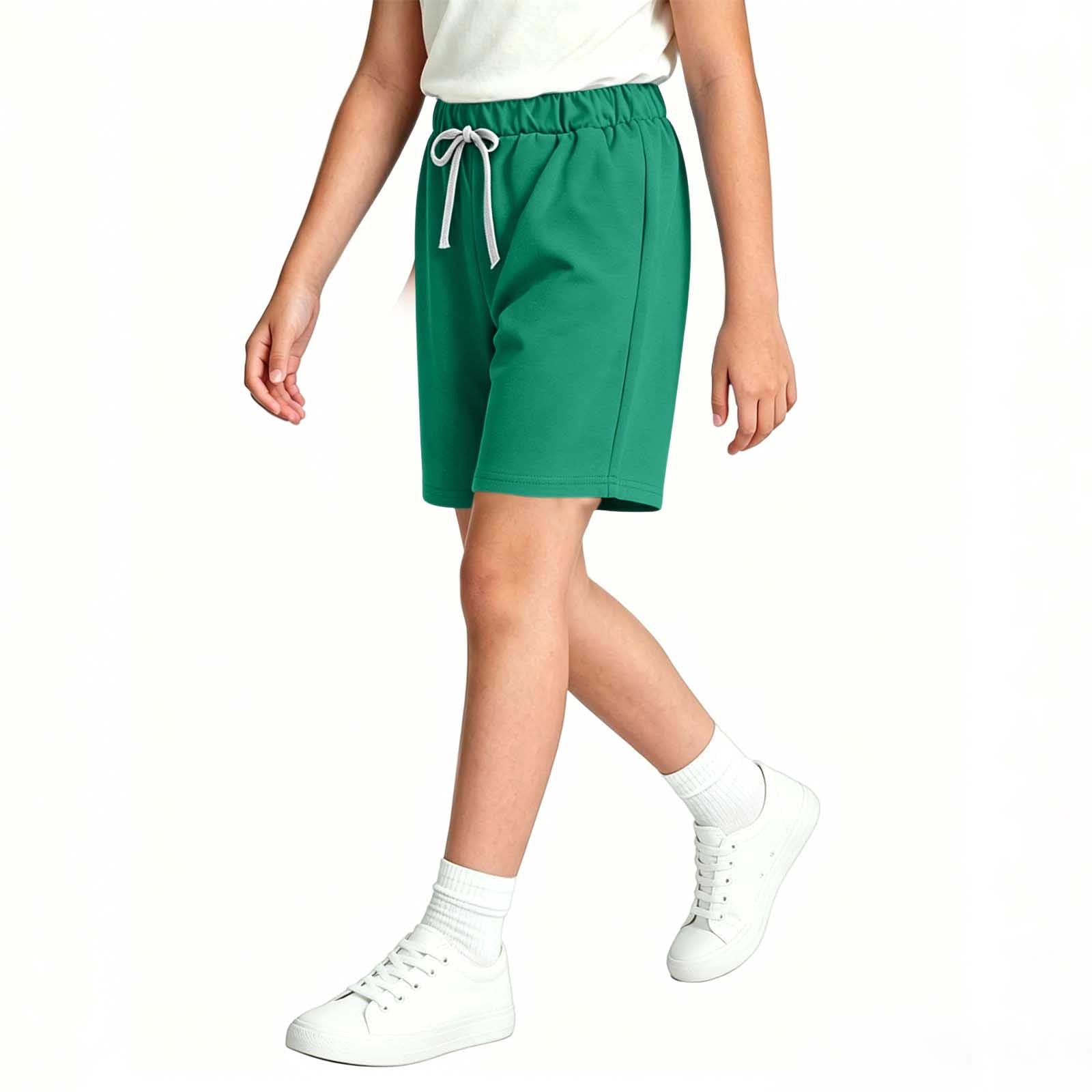 Amidoa Boys Shorts Soft Casual Summer Solid Color Elastic Waist Cotton ...