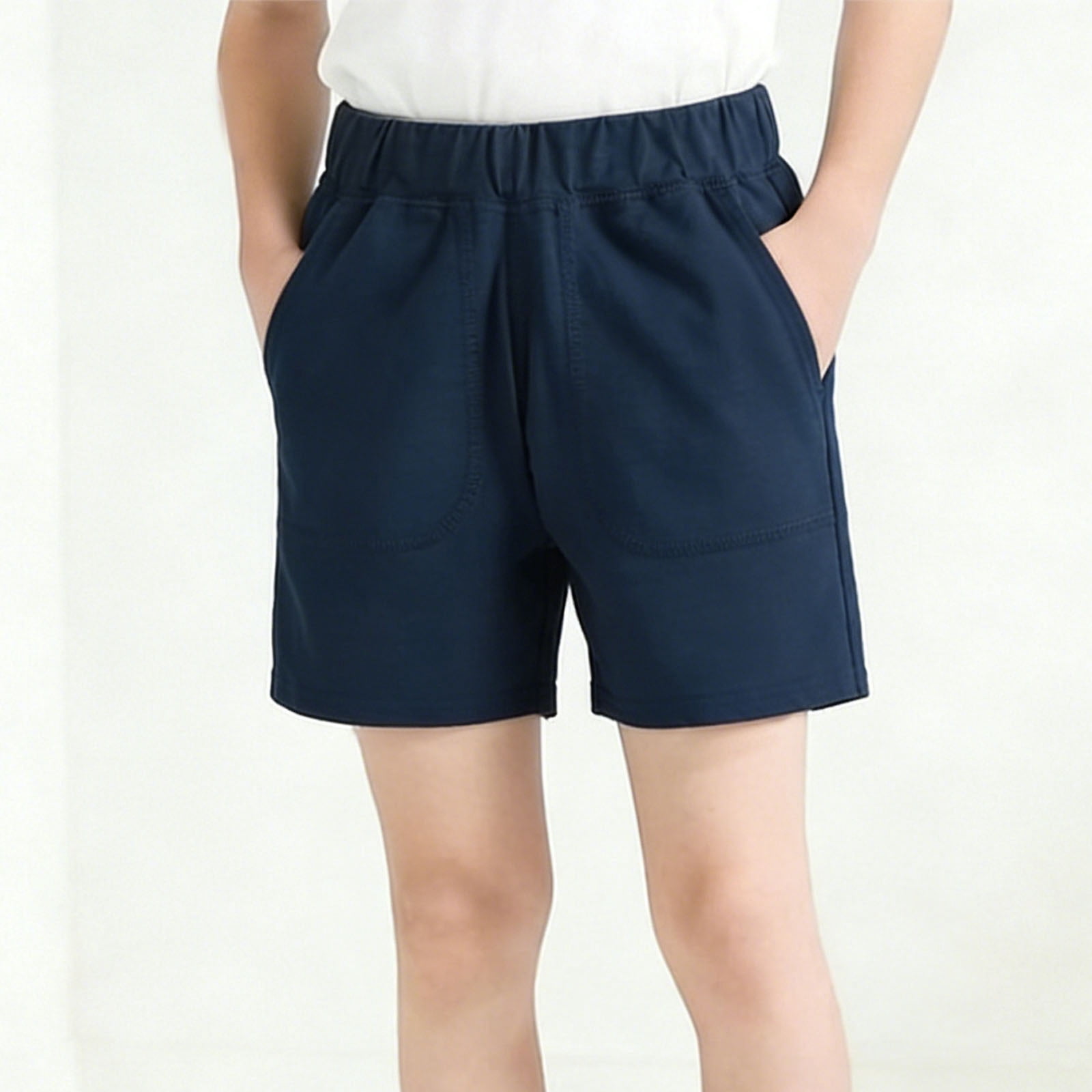 Amidoa Boys Shorts Solid Color Soft Elastic Waist Casual Summer Shorts ...
