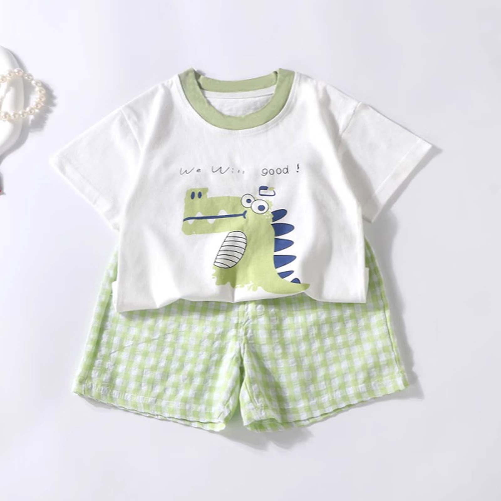 Amidoa Boys Summer Outfit Sets 2 Piece Cotton Graphic T-Shirt Short ...