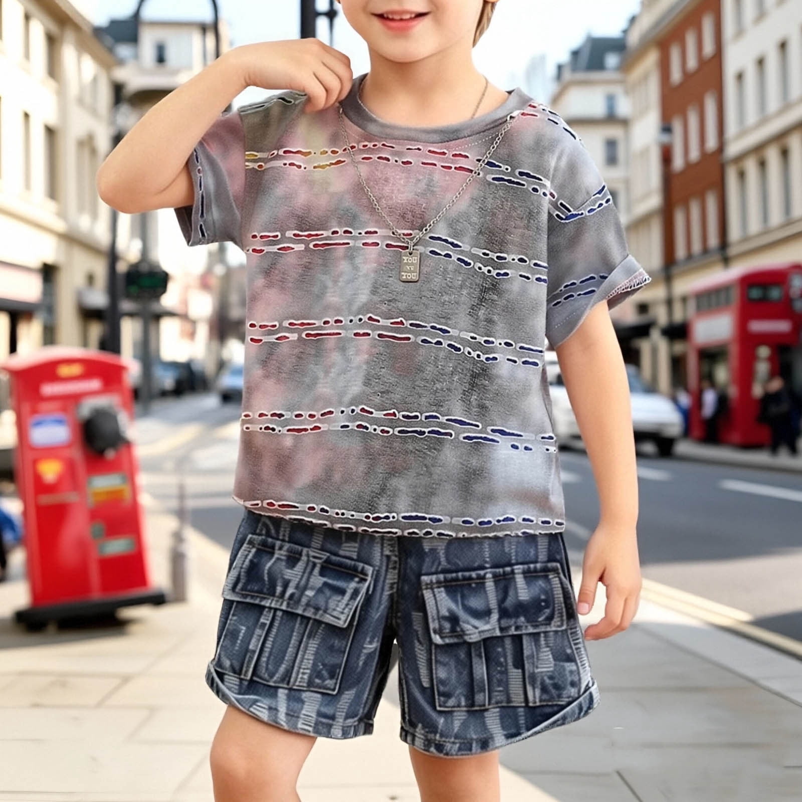 Amidoa Boys Summer Outfits 2 Piece Short Sleeve Cute Top and Casual ...