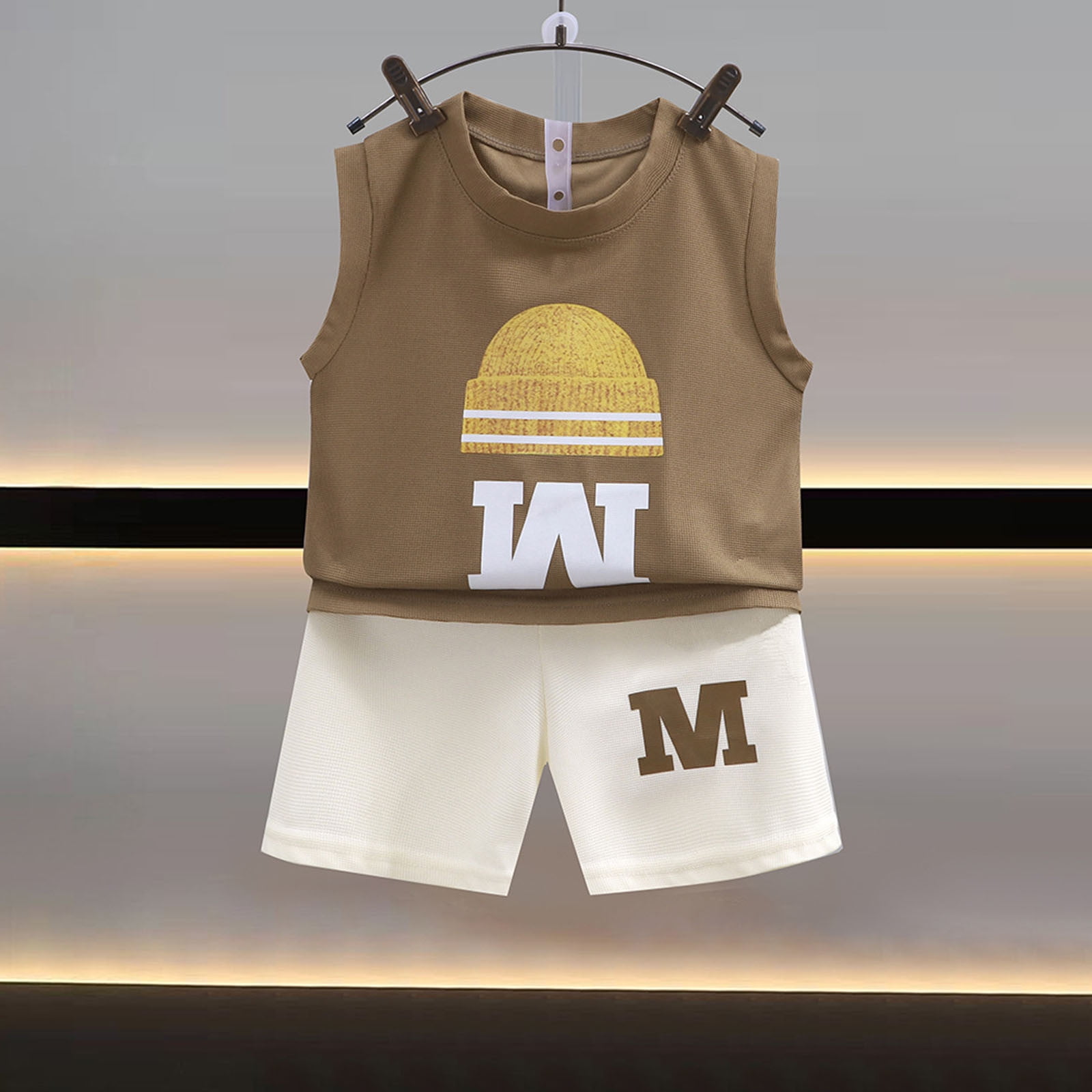 Amidoa Boys Summer Outfits 2 Piece T Shirt Print Cute Tank Top and ...