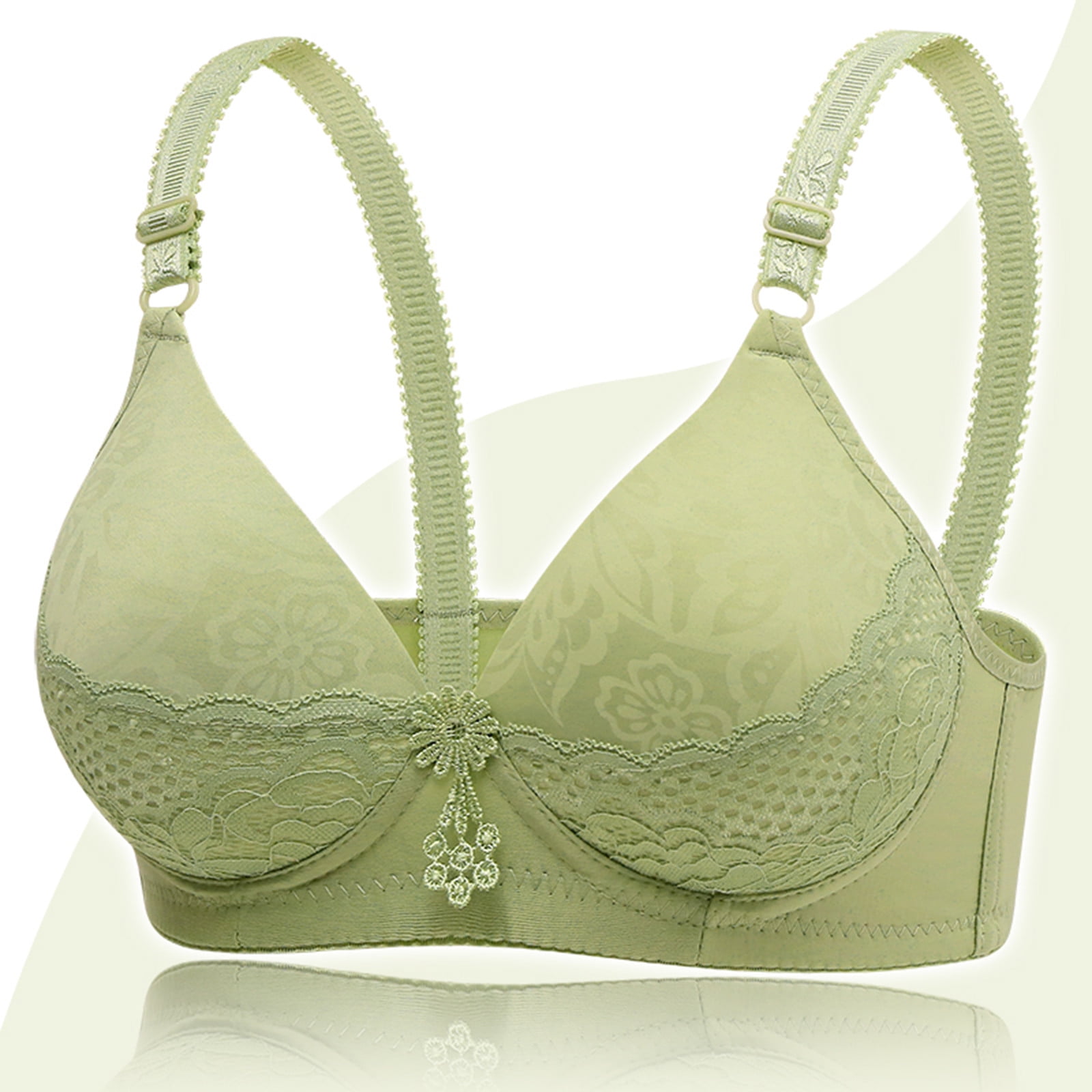Amidoa Bras for Older Women Full-Figure No Underwire Green Push-up ...