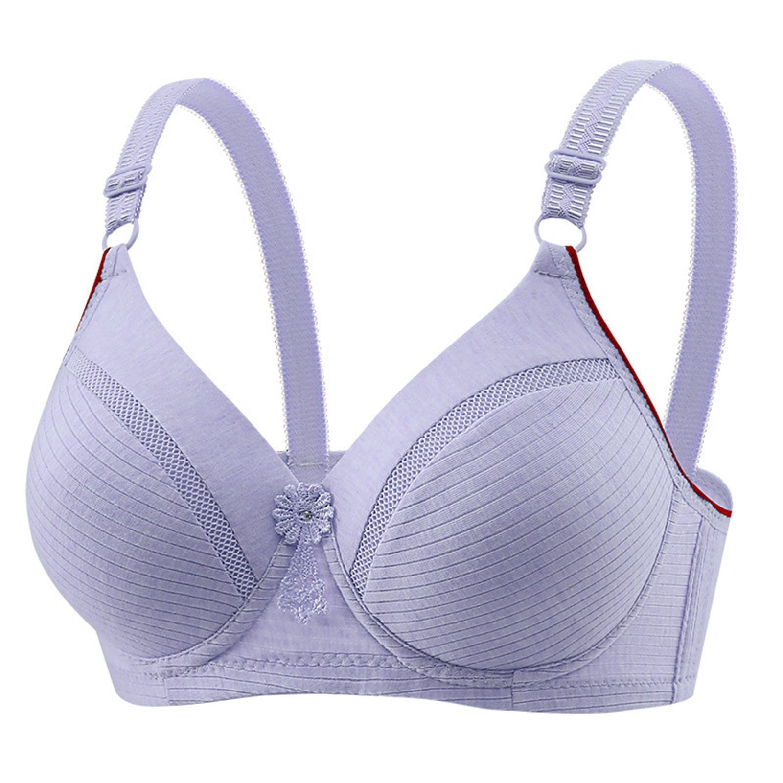 Amidoa Bras for Older Women Purple High Support No Underwire Cotton ...