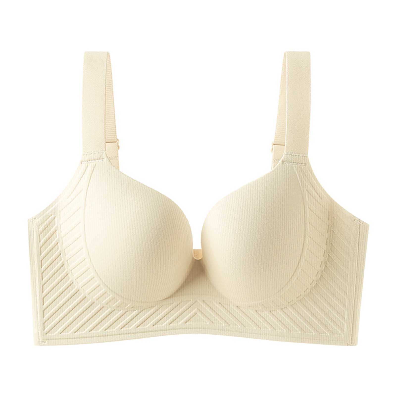 Amidoa Bras for Older Women Seamless No Wire Back-Smoothing Beige Solid ...