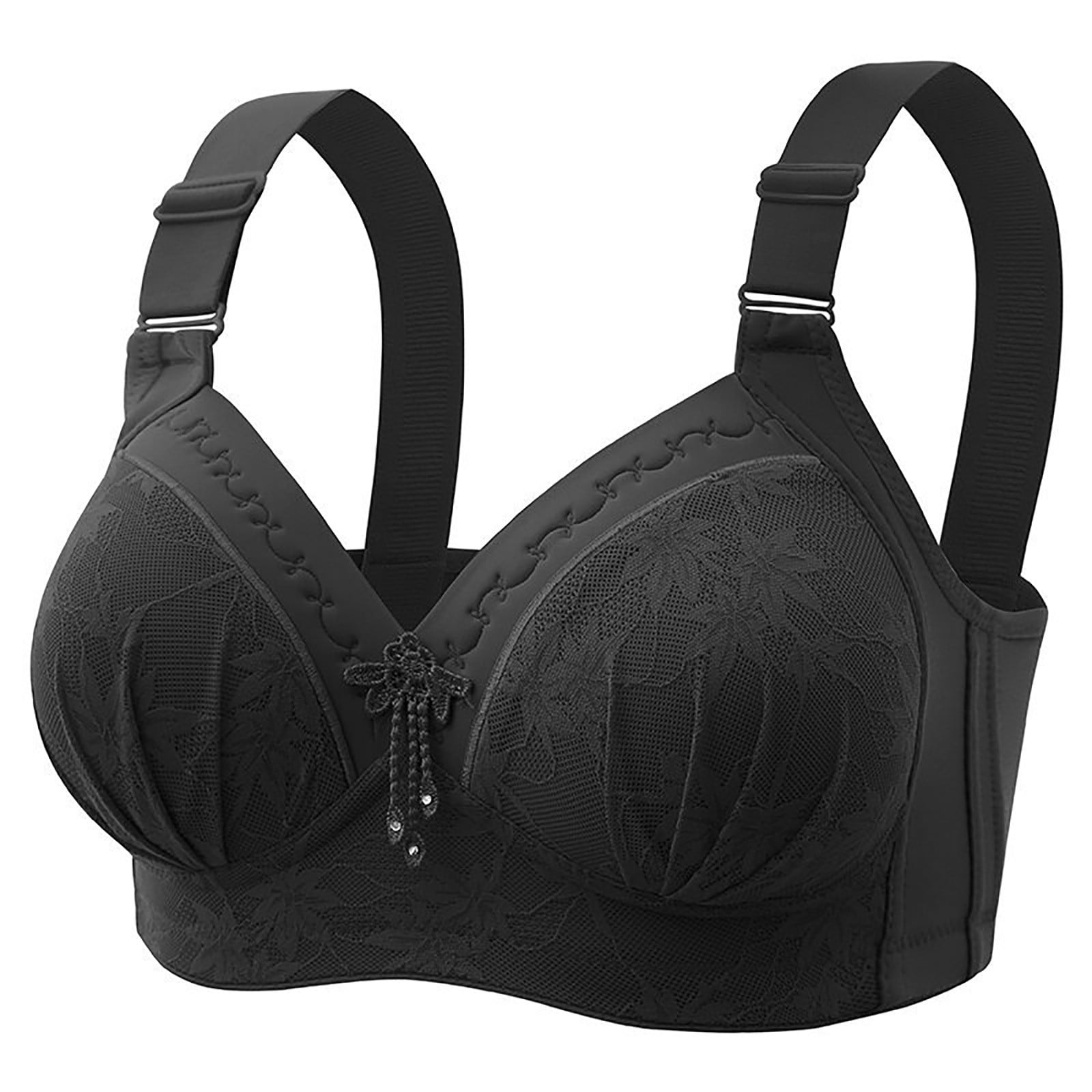Amidoa Bras for Older Women Underwire Lace Black Full-Figure ...