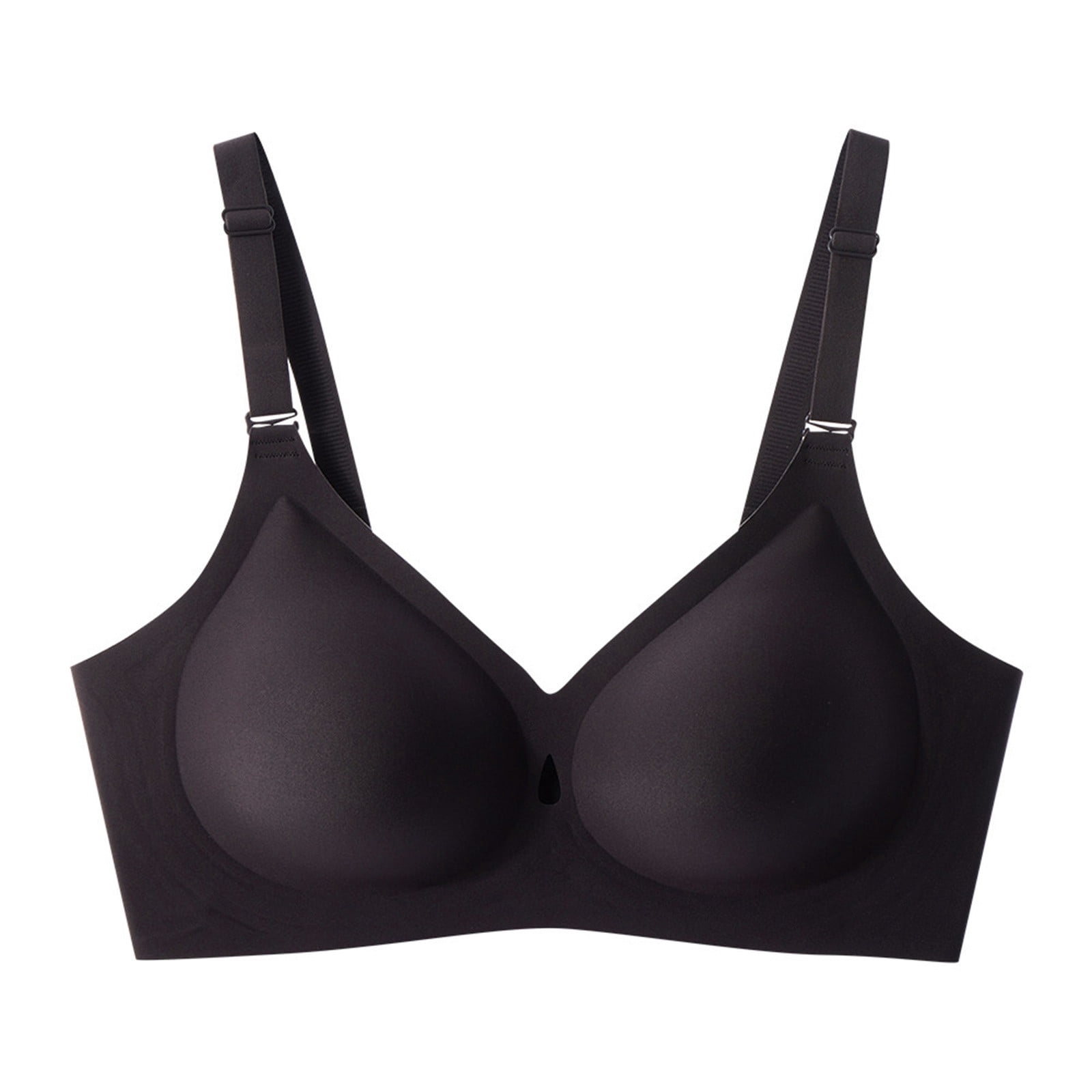 Amidoa Bras for Women Black Push-up Wire-Free Seamless Solid Wide ...