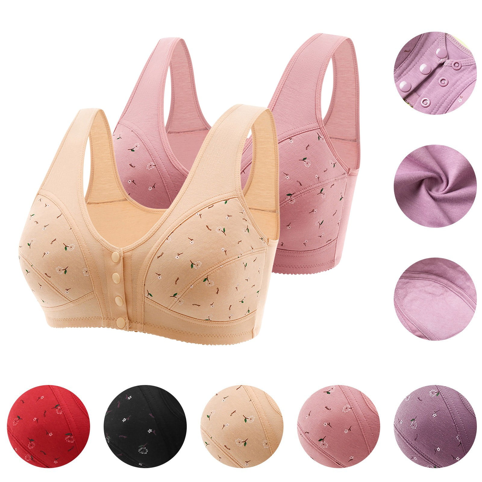Amidoa Bras for Women Front Closure Full-Figure 2 Pcs Bras Womens ...