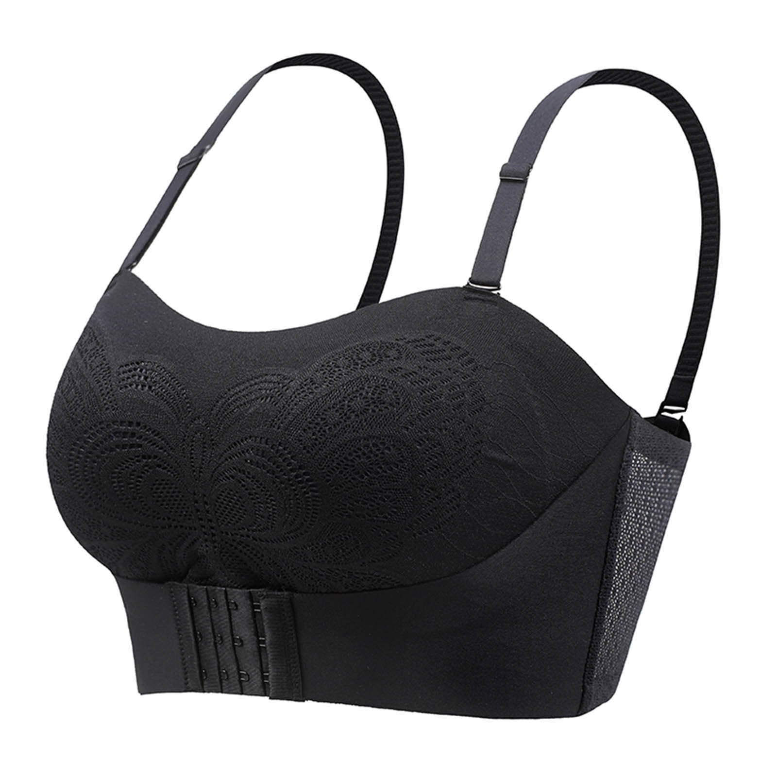 Amidoa Bras for Women Lace Front Closure Full Coverage Black ...