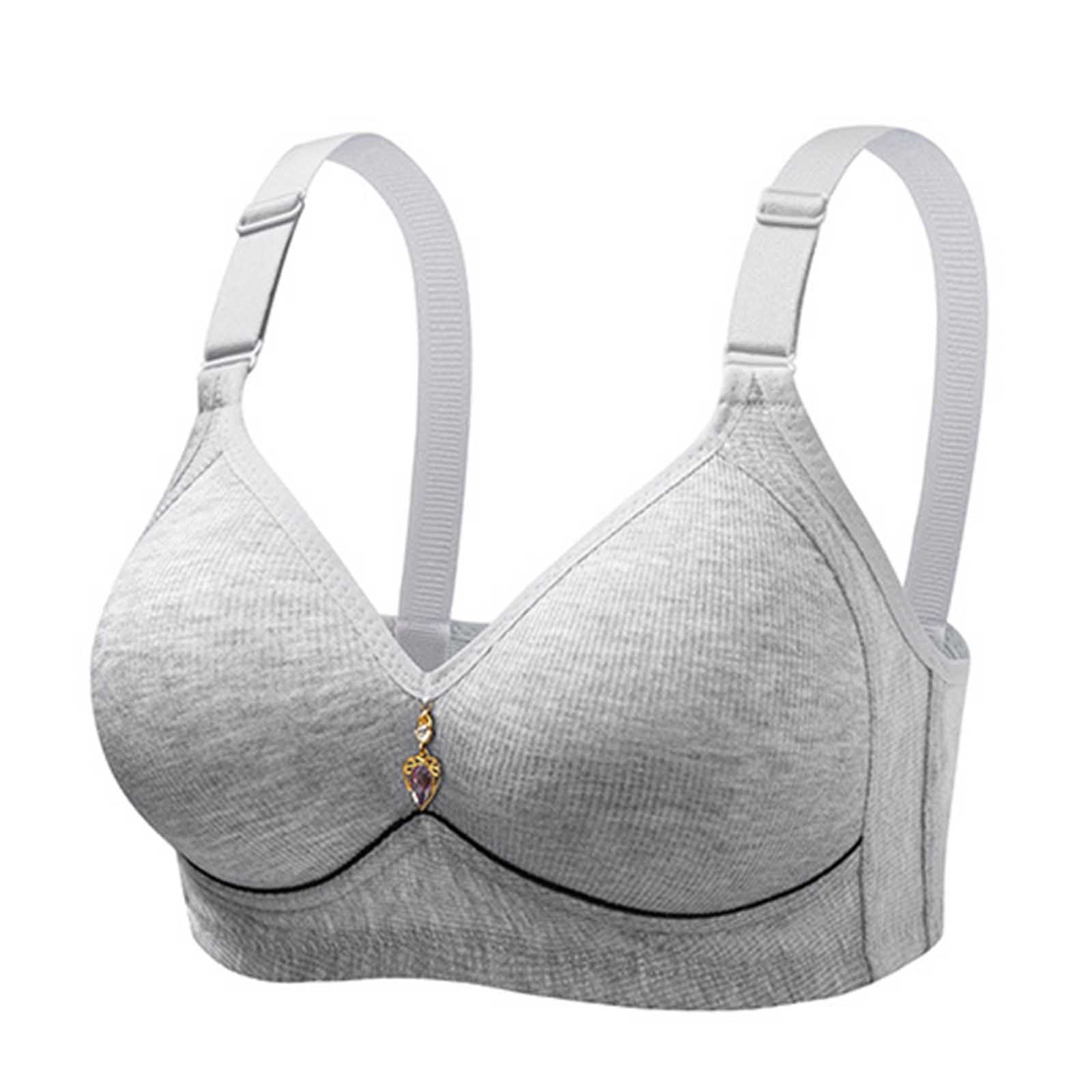Amidoa Bras for Women Push-up Gray Wireless Heavy Breast Solid Bra ...