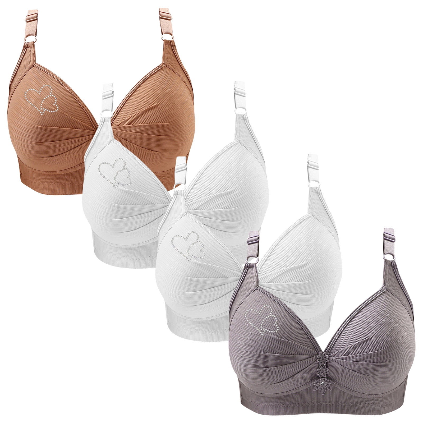 Amidoa Brown Bras for Older Women Push-up Large Bust Wireless ...
