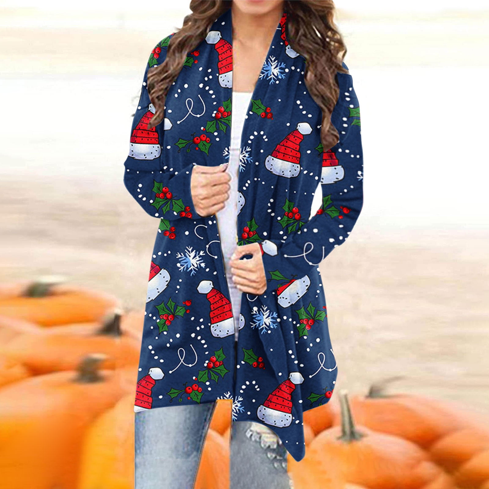 Amidoa Cardigans for Women Long Sleeve Long Christmas Plus Size Funny ...