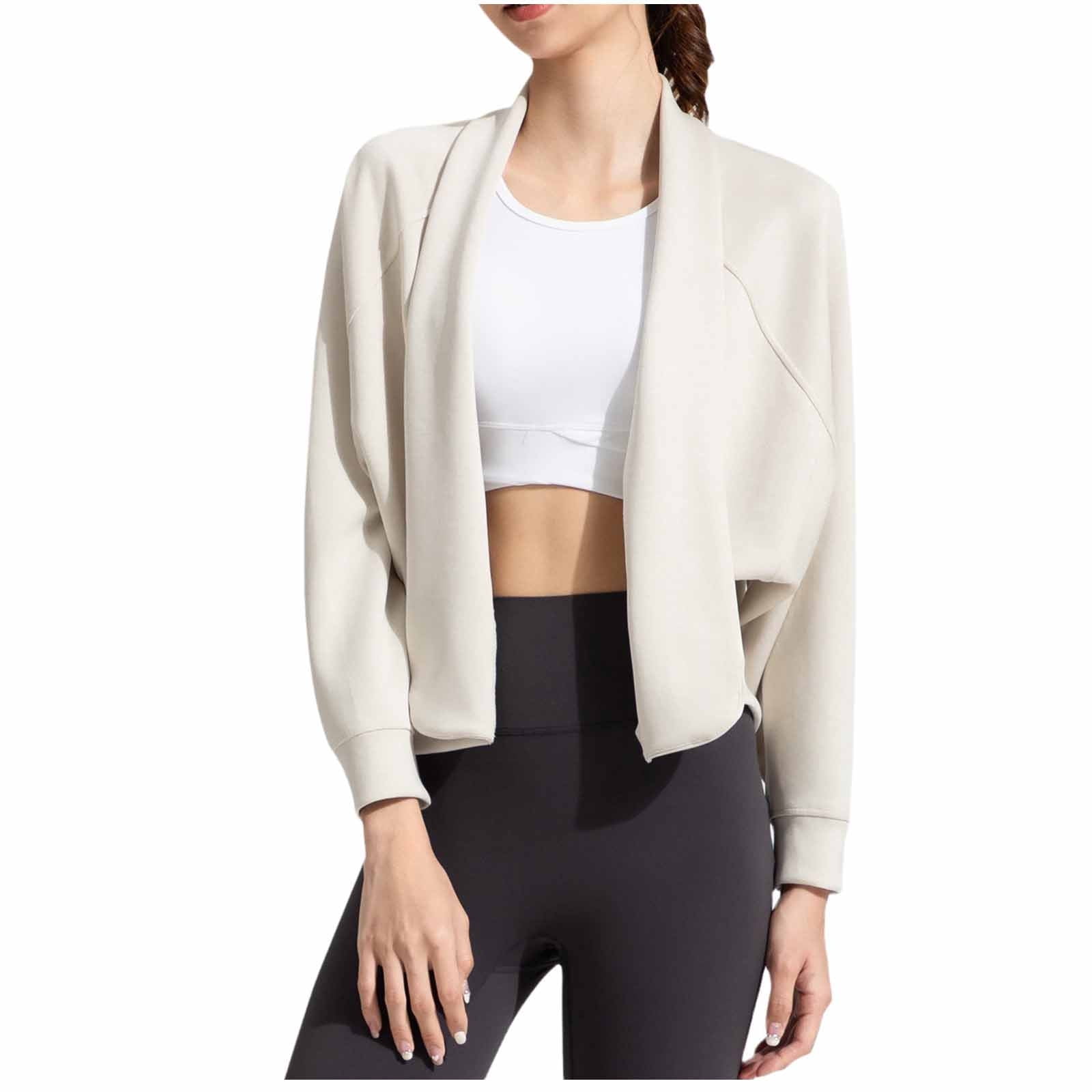 Amidoa Coats for Women Comfy Cropped White Open Front Cardigan Soft ...