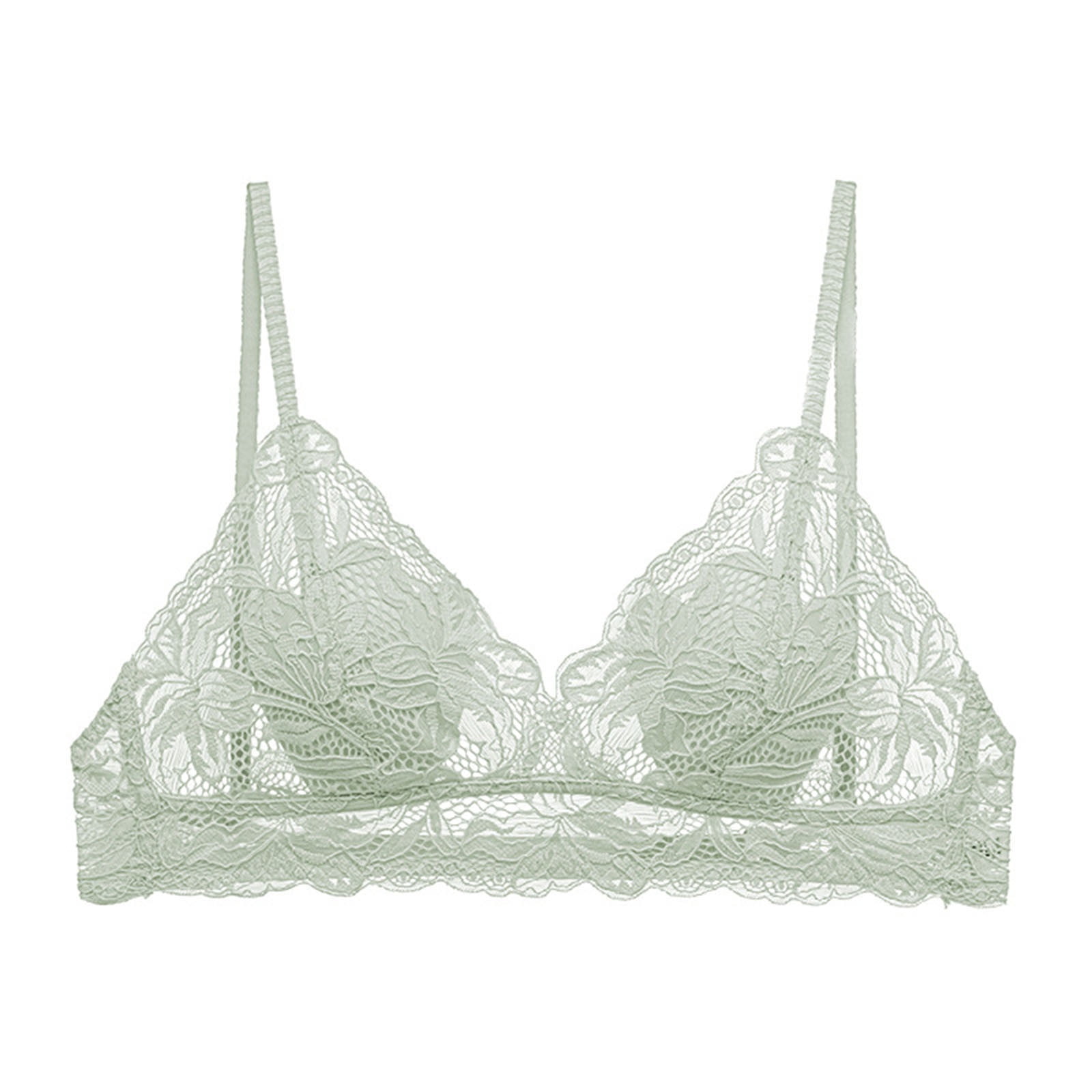 Amidoa Cut-out Bras for Older Women Cheeky Lace Green Solid Push-up ...