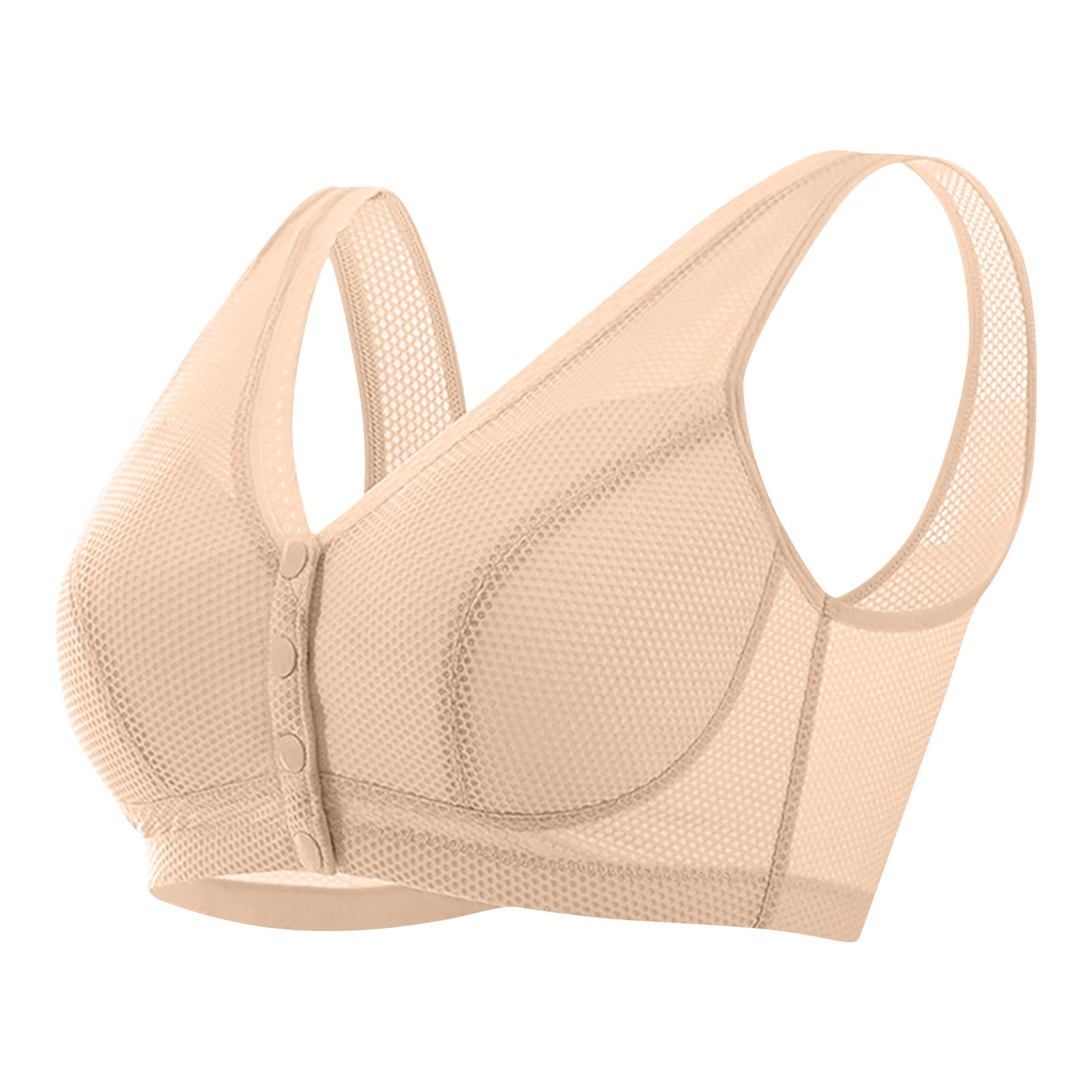 Amidoa Front-Close Bras for Women No Underwire Plus Size Beige ...