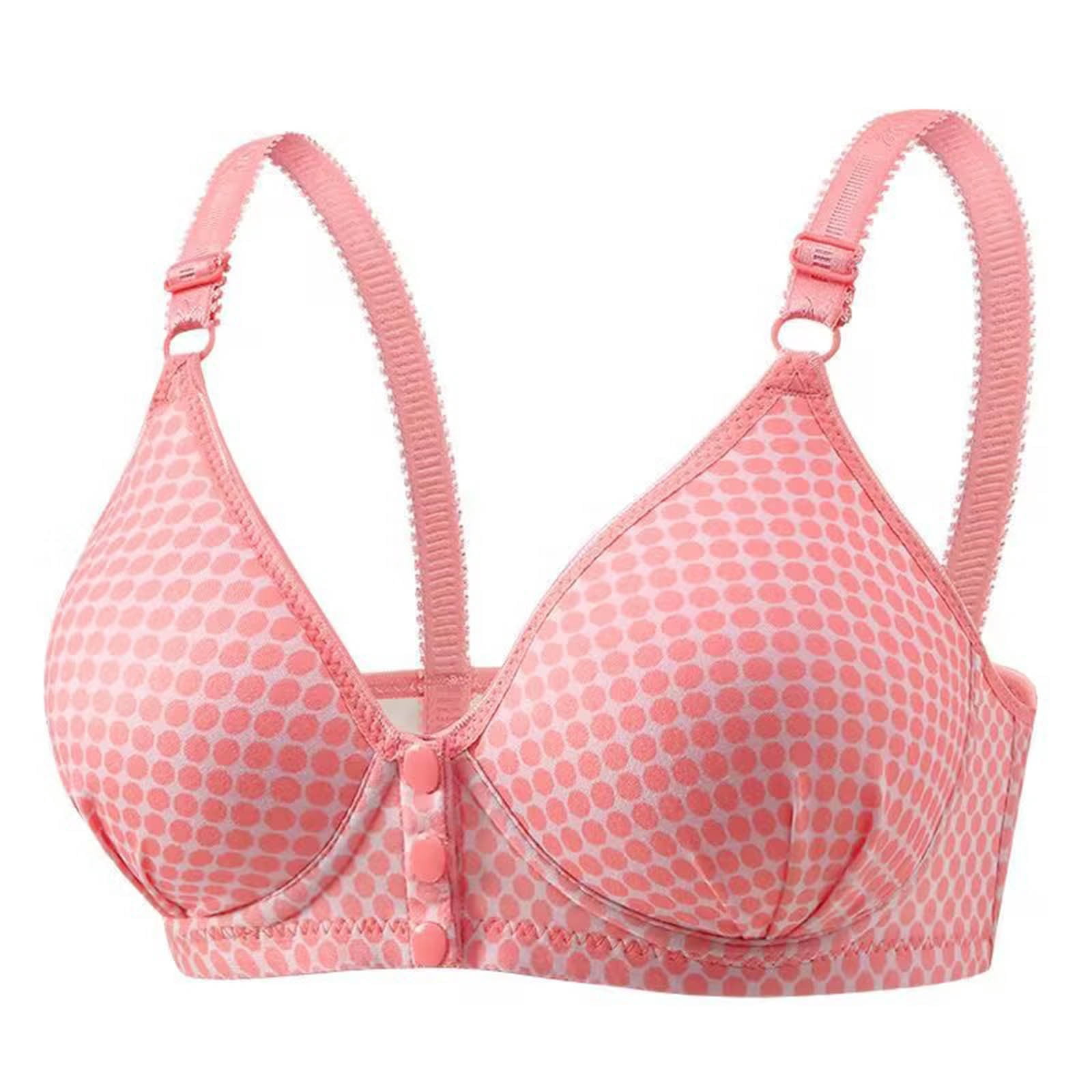 Amidoa Front Closure Bras for Older Women Nursing Wireless Red Polka ...