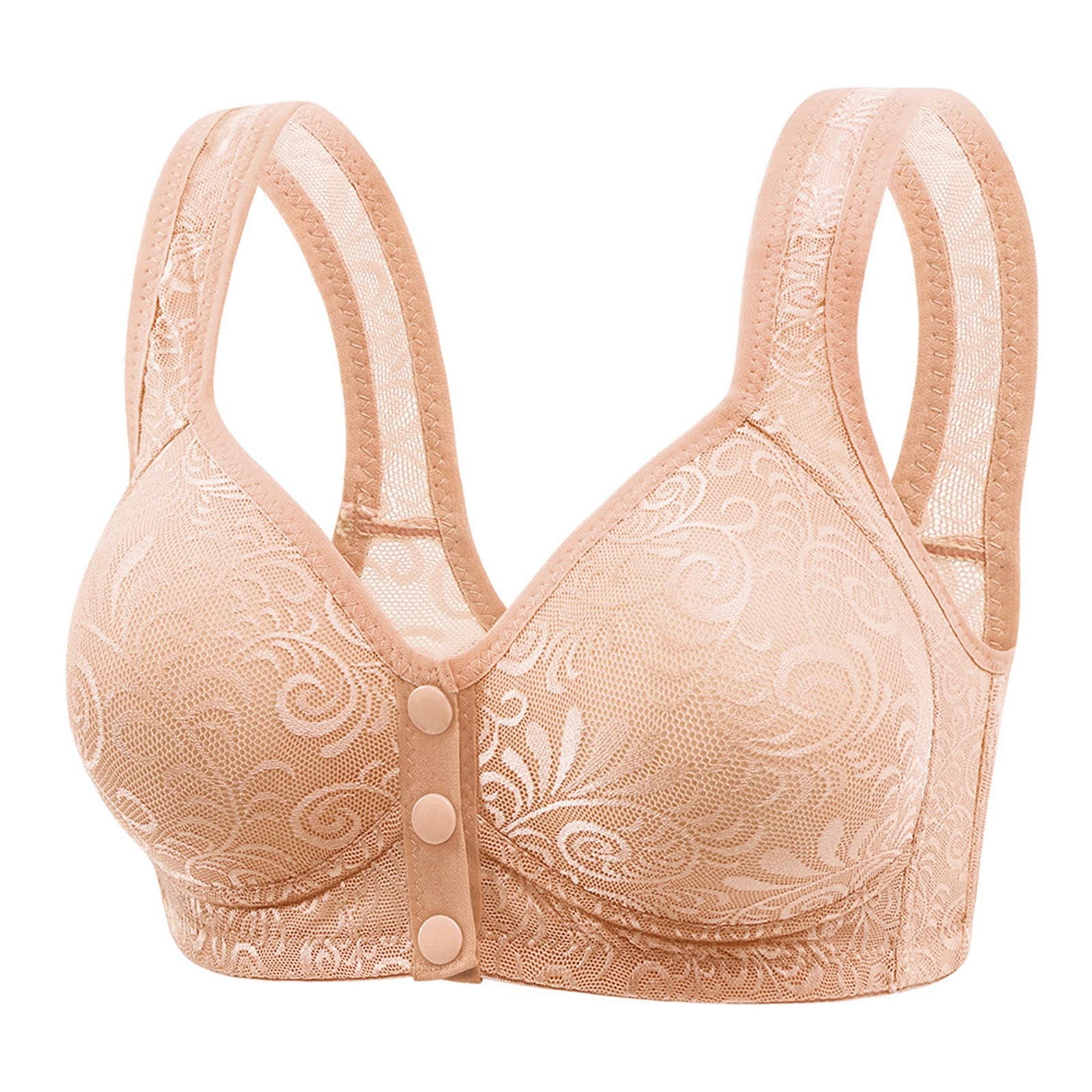Amidoa Front Closure Womens Bras Beige Nursing Lace Full Coverage Bras ...