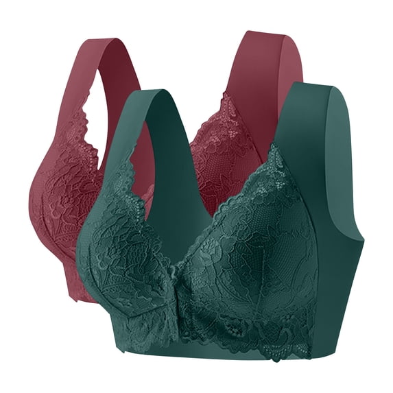 Amidoa Front Closure Womens Bras Red Plus Size Full Coverage Push up 2 ...