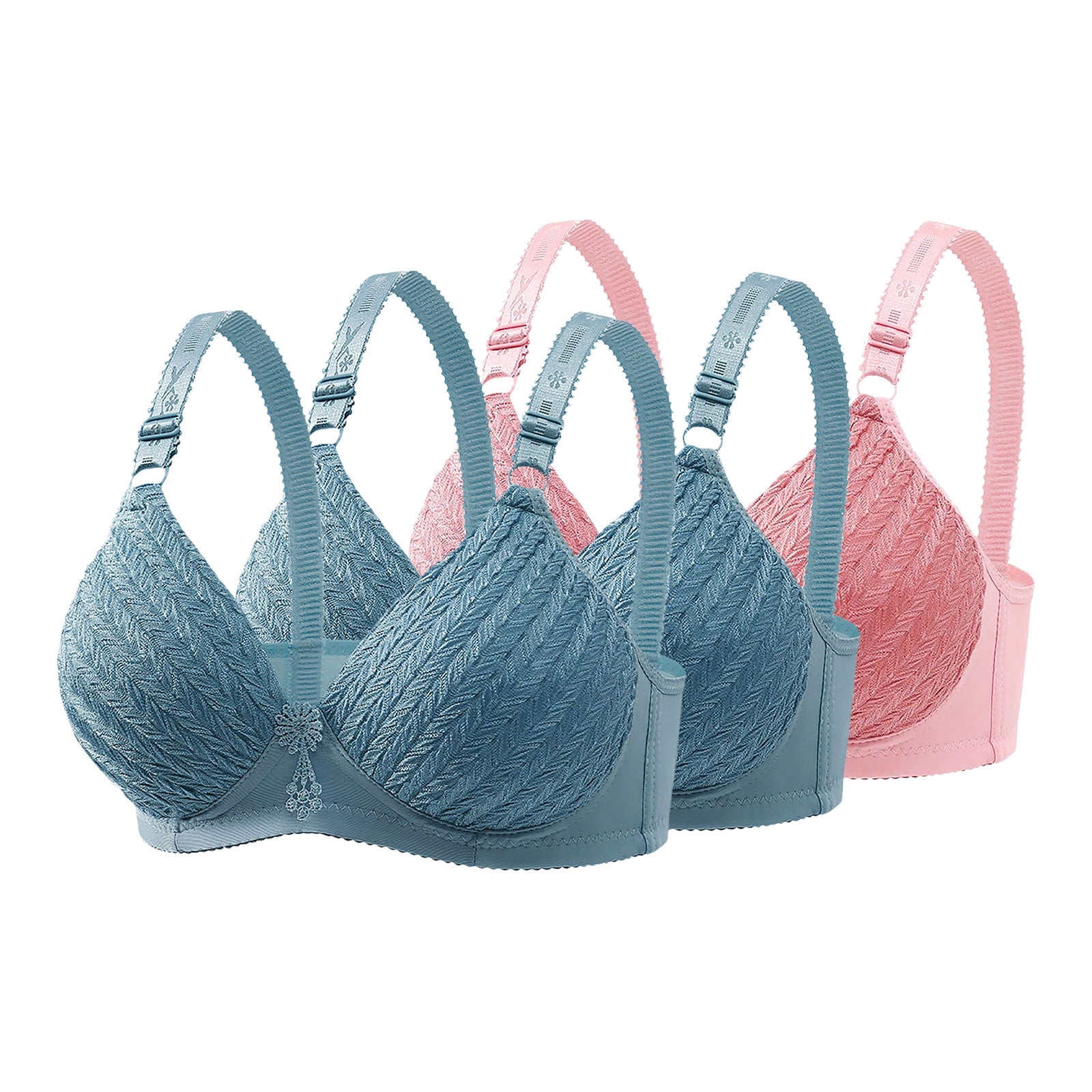 Amidoa Full Coverage Bras for Older Women Lace Wireless Pink Large Bust ...