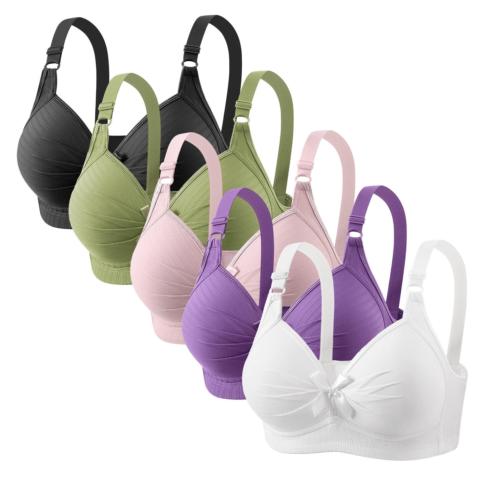 Amidoa Full Coverage Bras for Women Black Plus Size Large Bust Wirefree ...