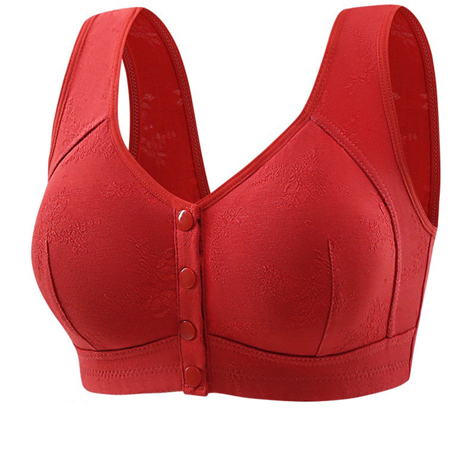 Amidoa Full Coverage Bras for Women Red Front Closure Wireless Wide ...