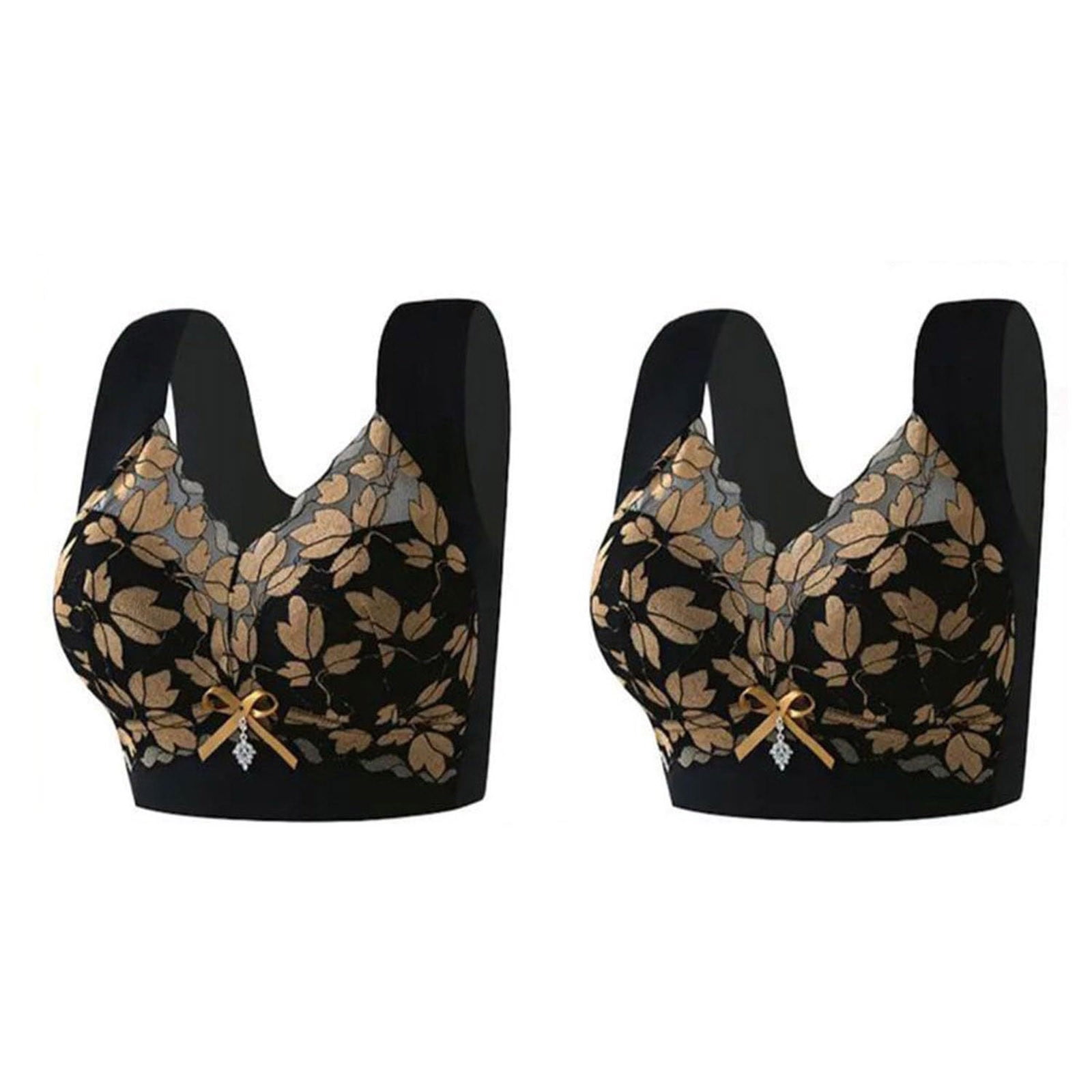 Amidoa Full-Figure Bras for Women Lace Heavy Breast Black Floral Wide ...