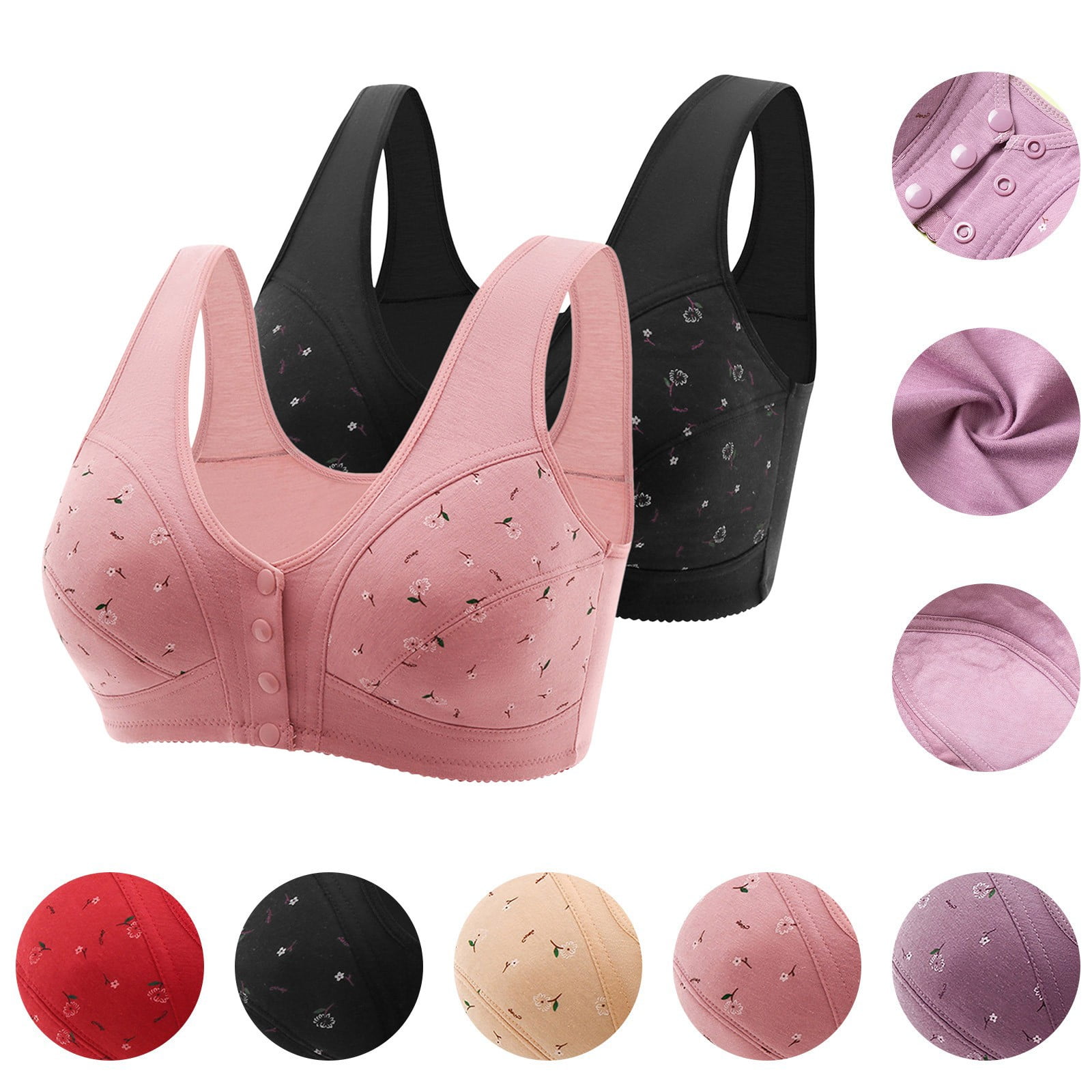 Amidoa Full-Figure Womens Bralettes Front Closure 2 Pcs Bras Clearance ...