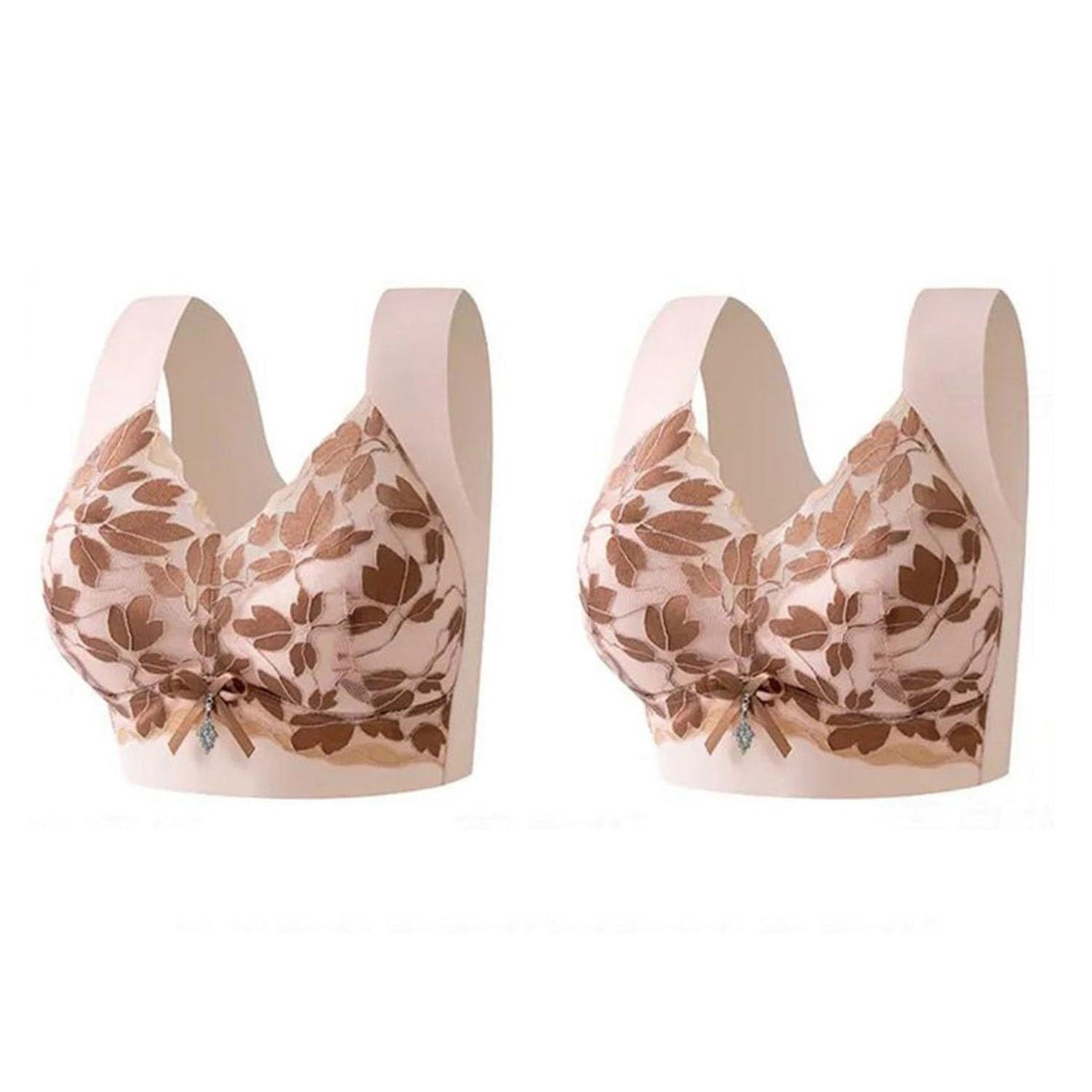 Amidoa Full-Figure Womens Bras Heavy Breast Lace Pink Floral Wide ...