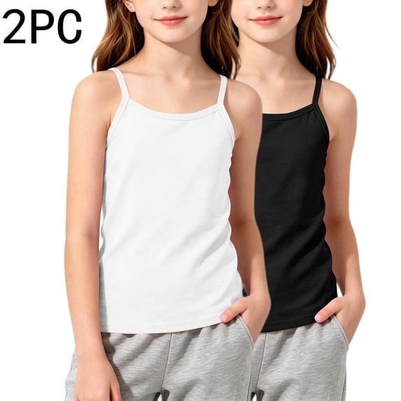 Amidoa Girls 2 Pack Camisole Dance Tank Tops Racerback Camisole ...