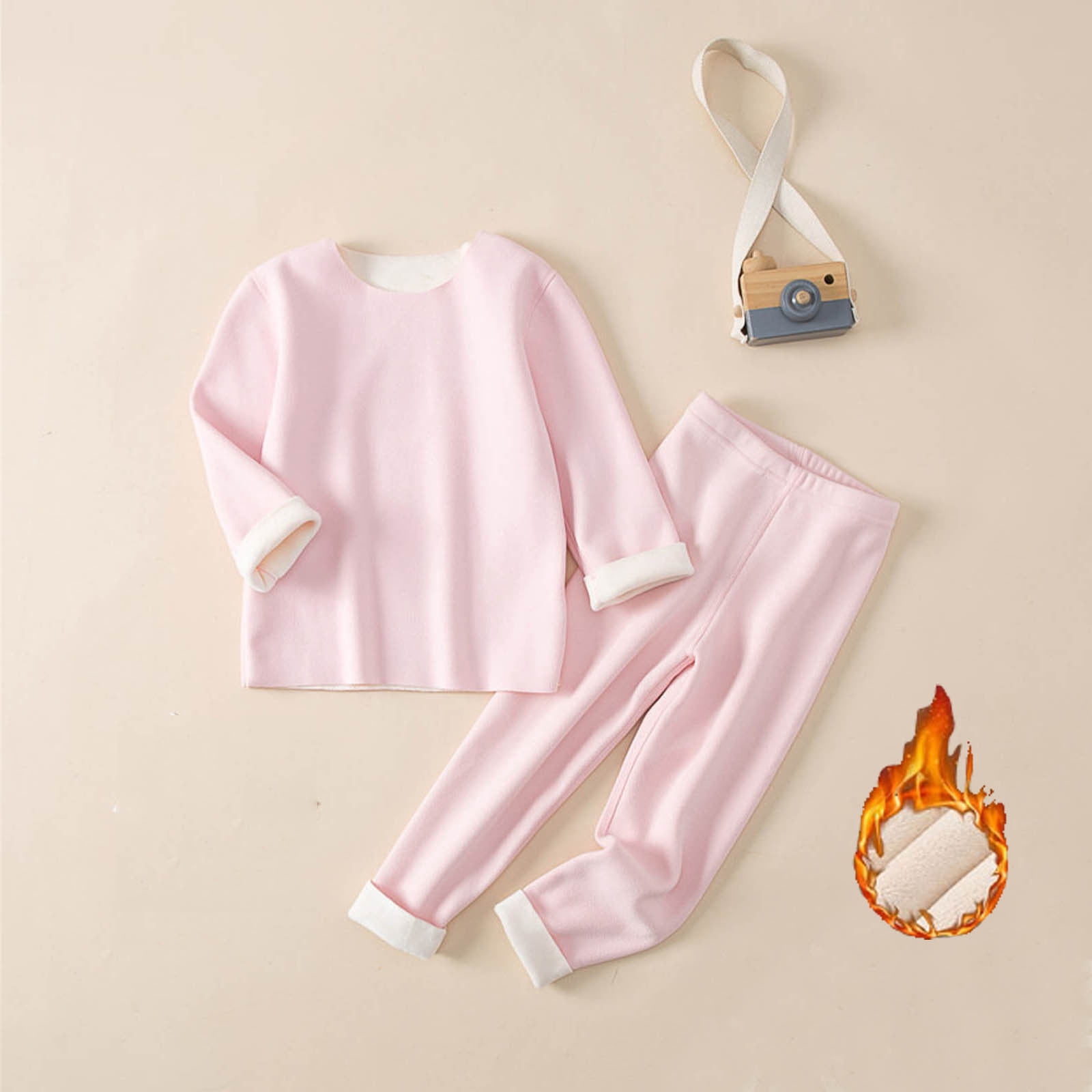 Amidoa Girls 2 Piece Outfits Fall Winter Clothes Solid Color Cotton Top ...