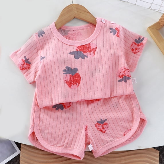 Amidoa Girls 2 Piece Outfits Summer Clothes Cotton Cute T-Shirts Short ...