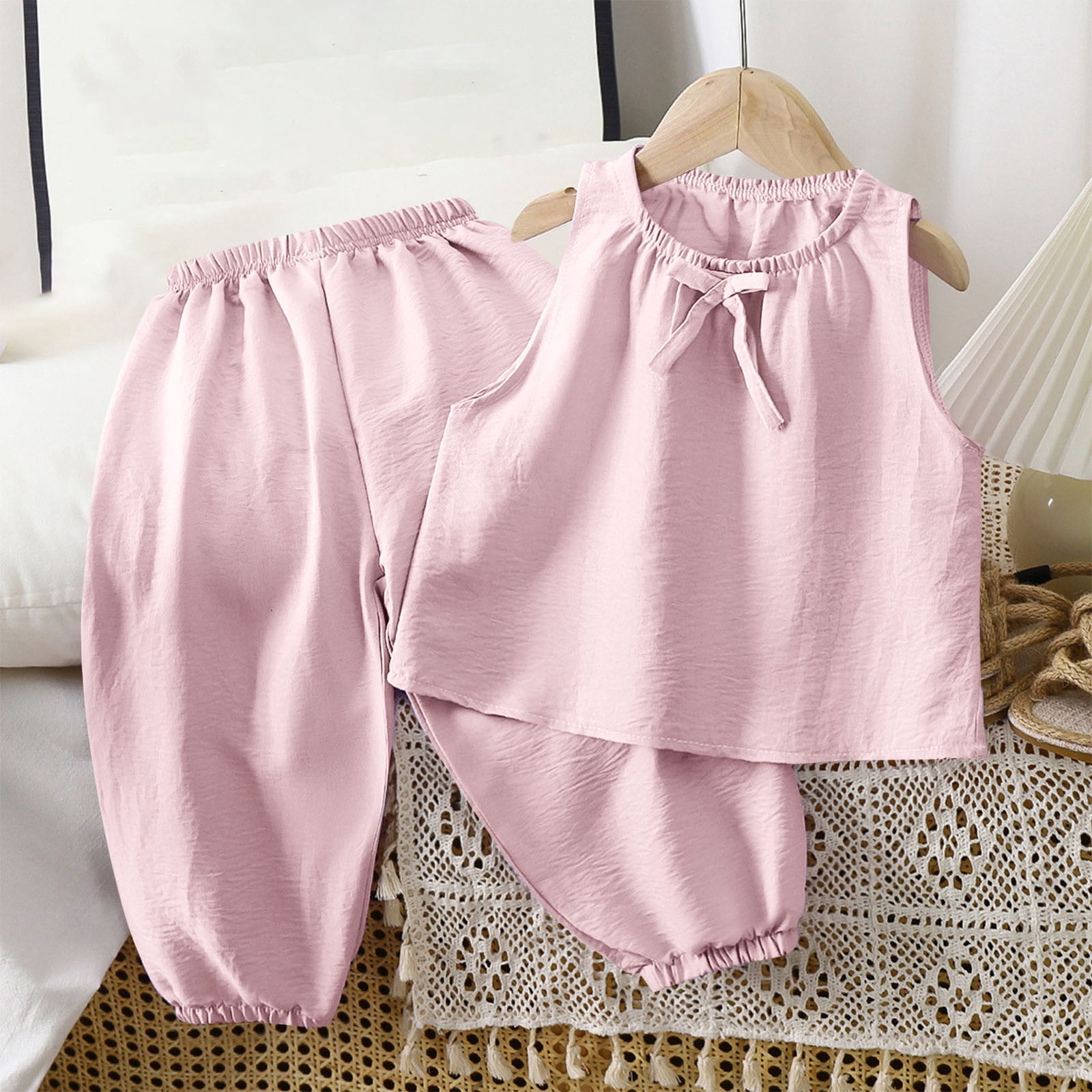 Amidoa Girls 2 Piece Outfits Summer Clothes Cute T-Shirts Cotton Solid ...