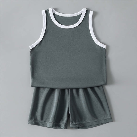 Amidoa Girls 2 Piece Outfits Summer Clothes Cute T-Shirts Solid Color ...
